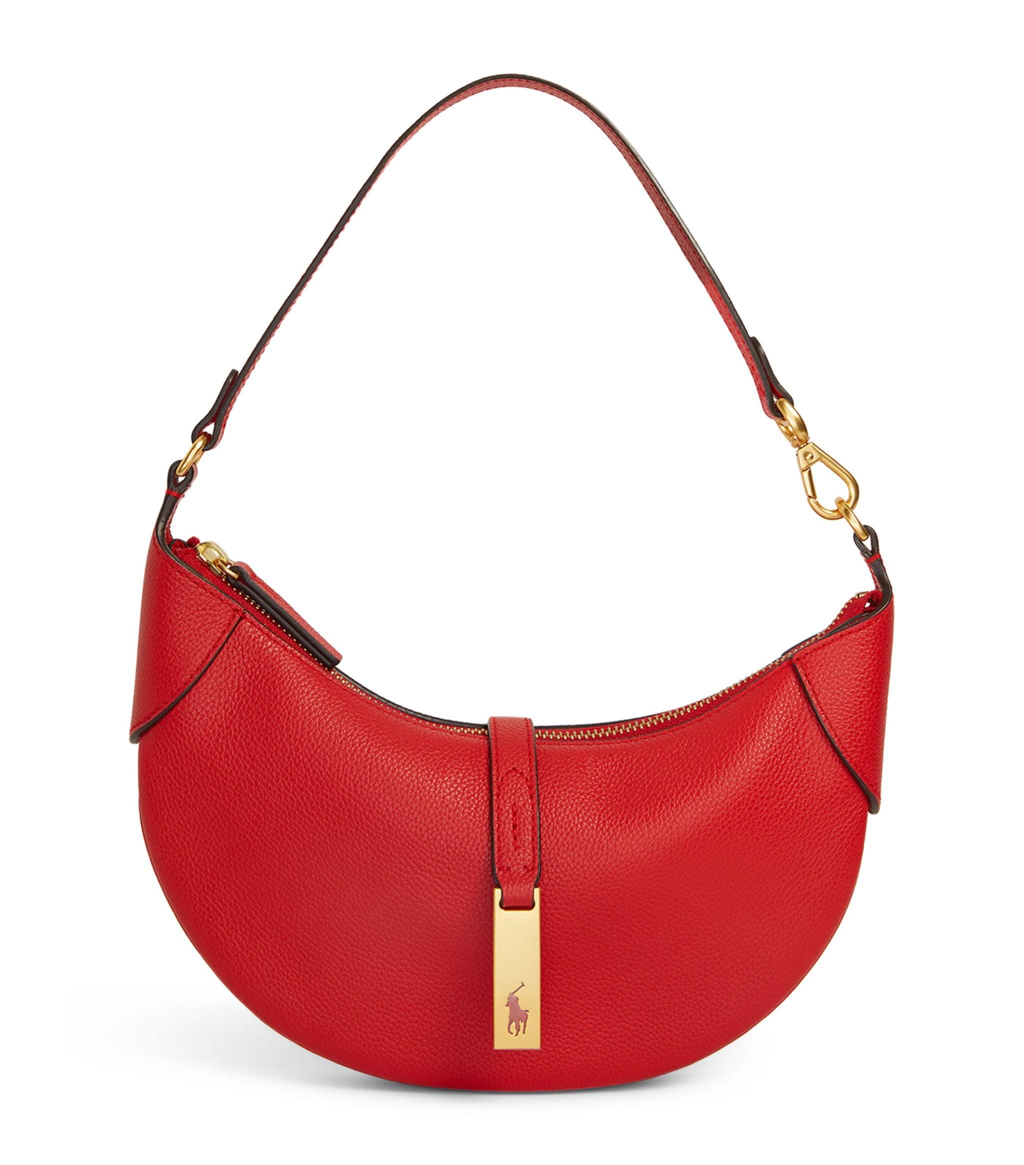Polo Ralph Lauren Small Leather Polo Id Shoulder Bag in Red | Lyst