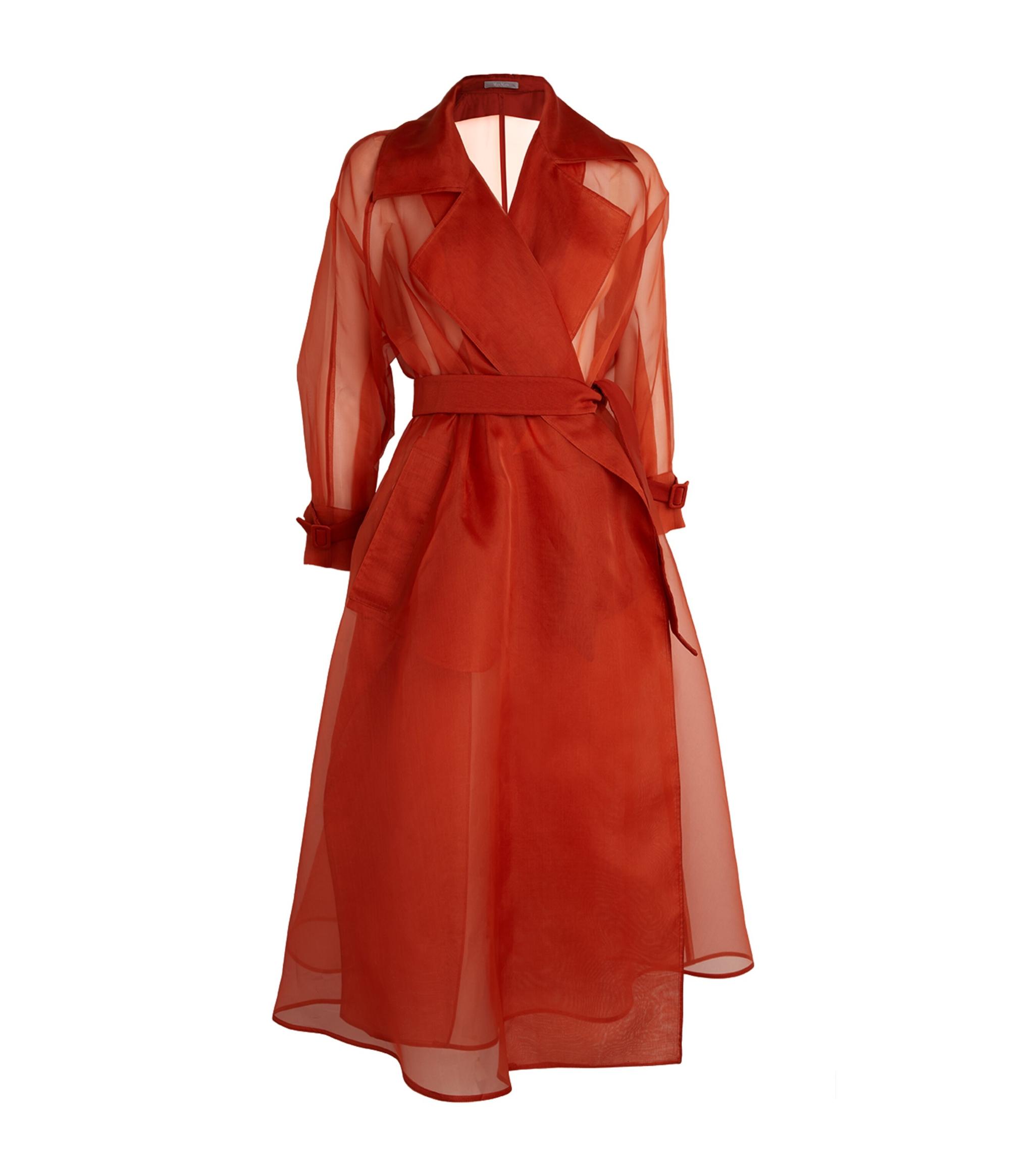 Max Mara Silk Organza Duster Coat in Red | Lyst