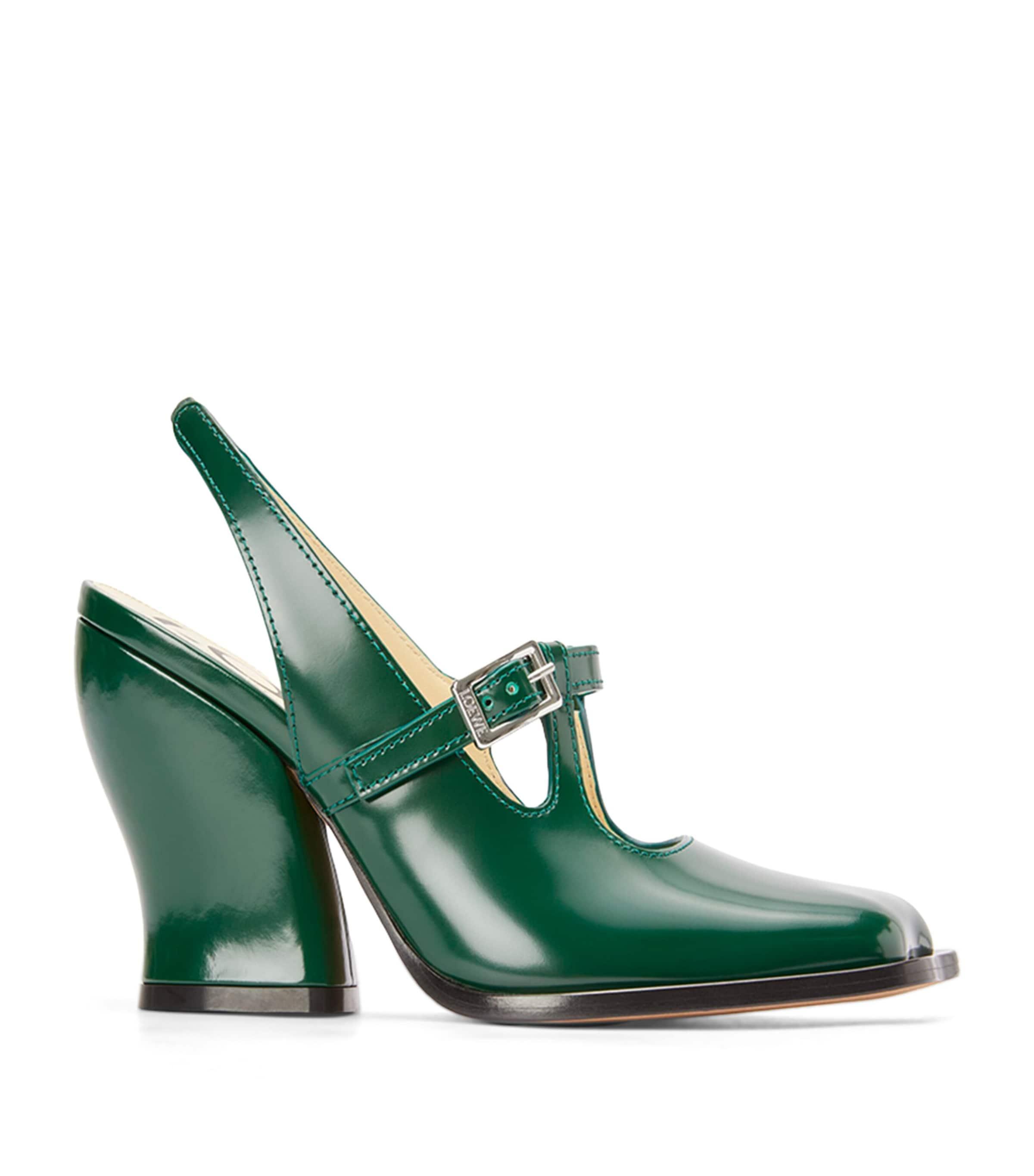 Loewe Leather Onda Sandals 90 in Green | Lyst