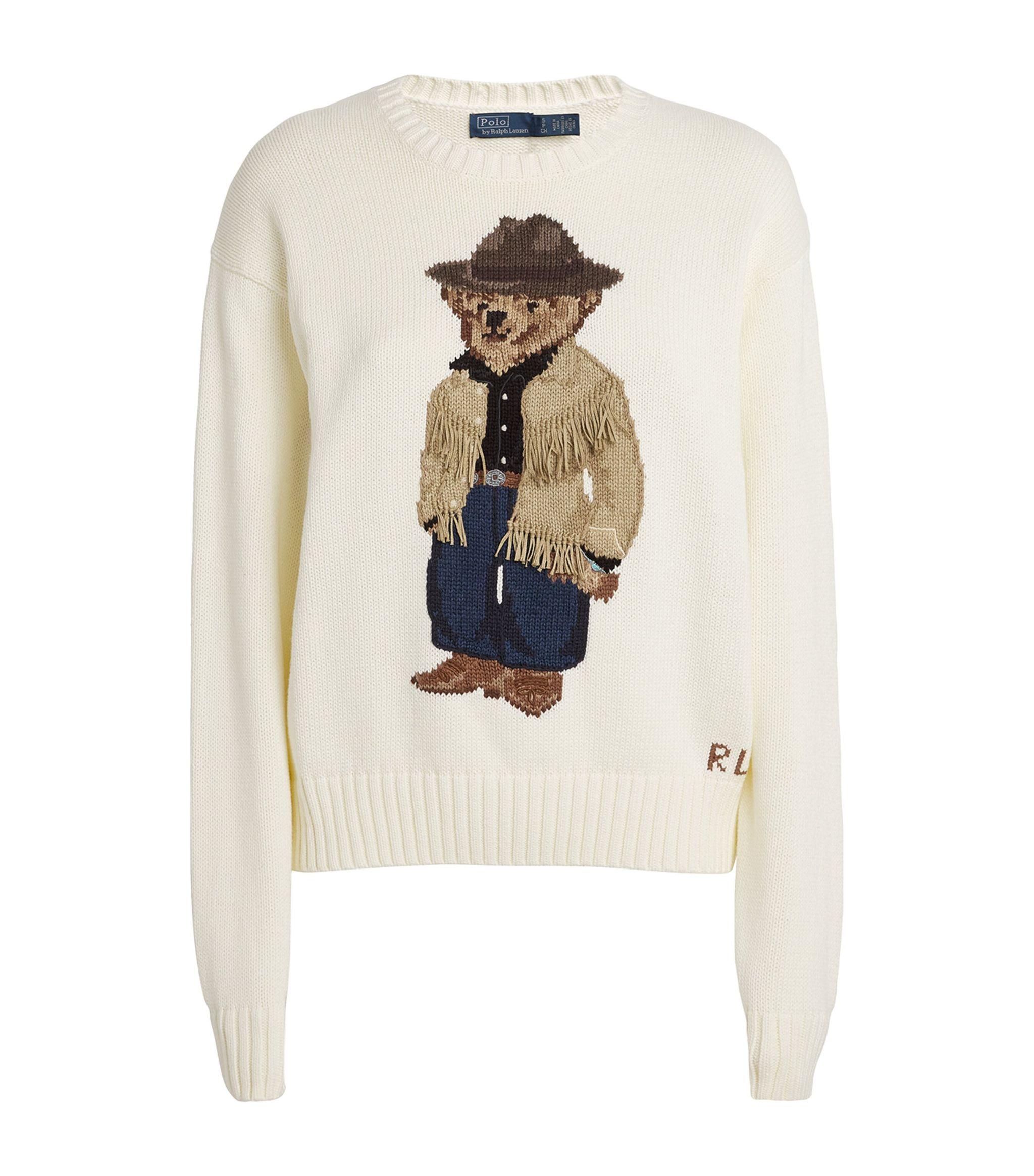 Polo Ralph Lauren Western Polo Bear Sweater in White | Lyst