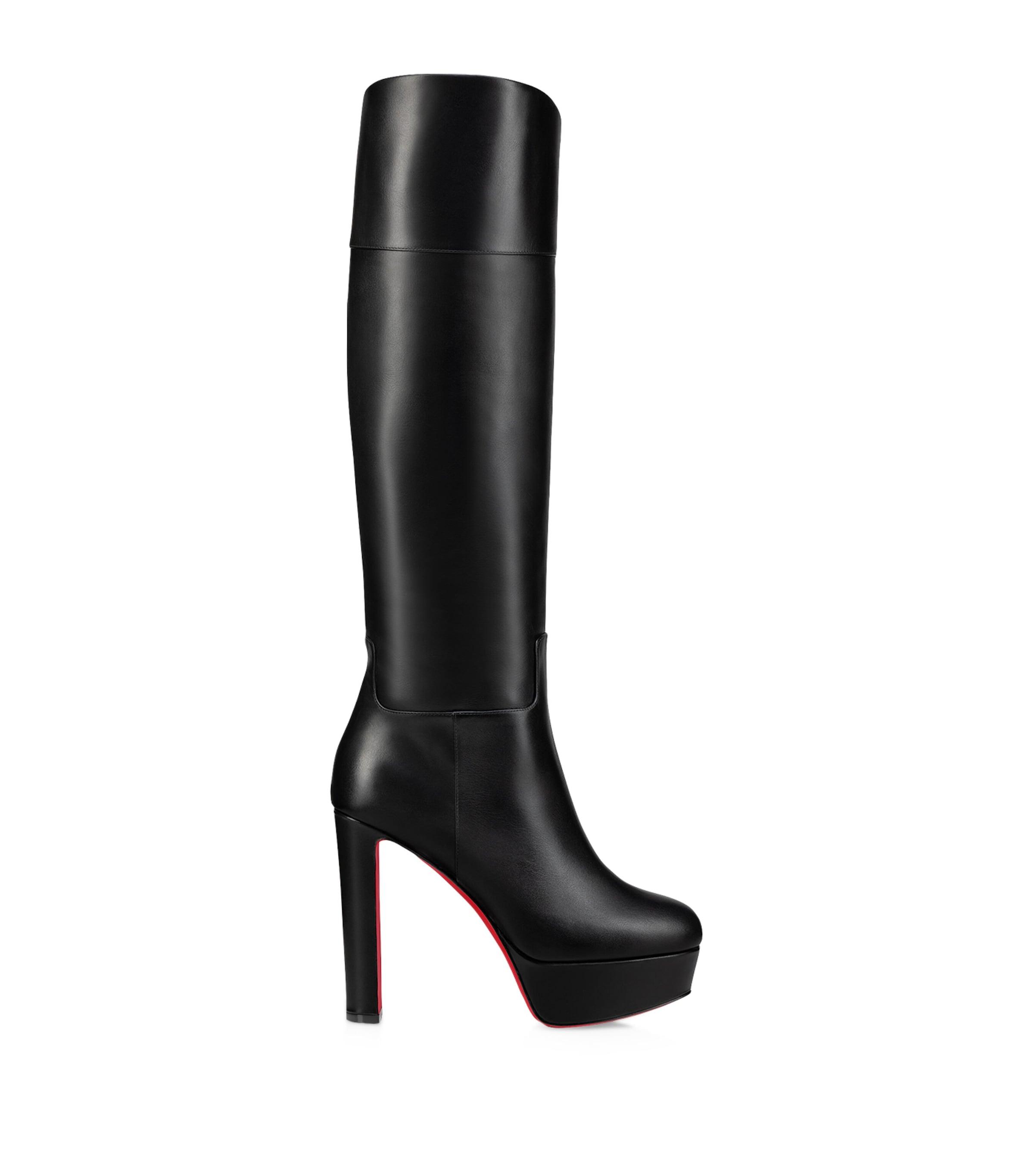 Christian Louboutin Loo Botta Alta Leather Knee-High Boots 130 in Black ...