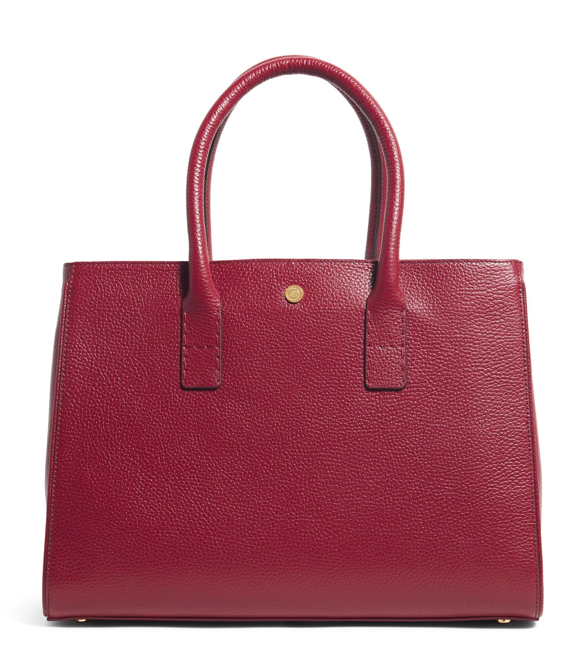 Harrods Pebbled Leather Work Tote Bag in Red | Lyst