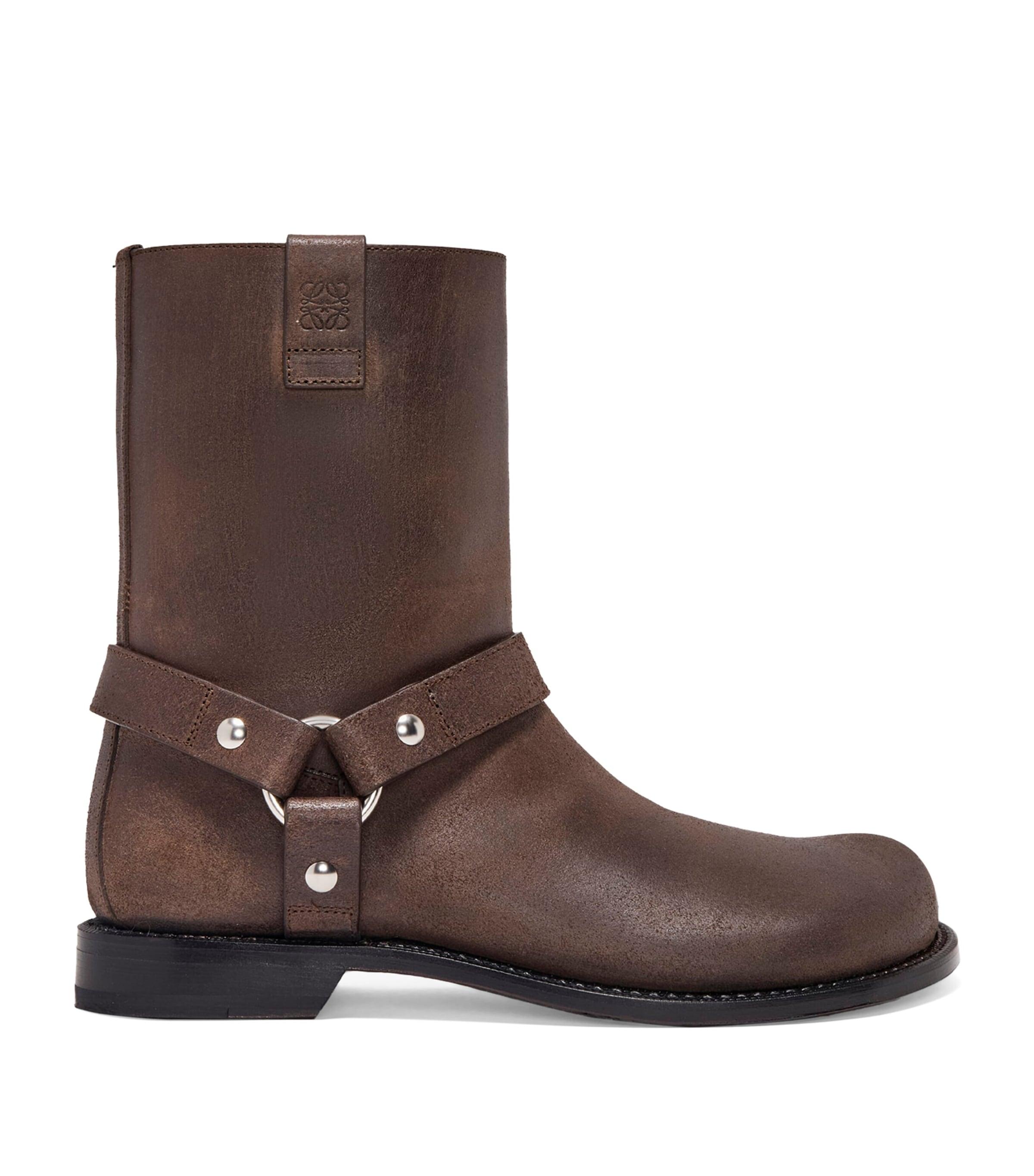 Loewe Leather Campo Biker Boots in Brown for Men | Lyst