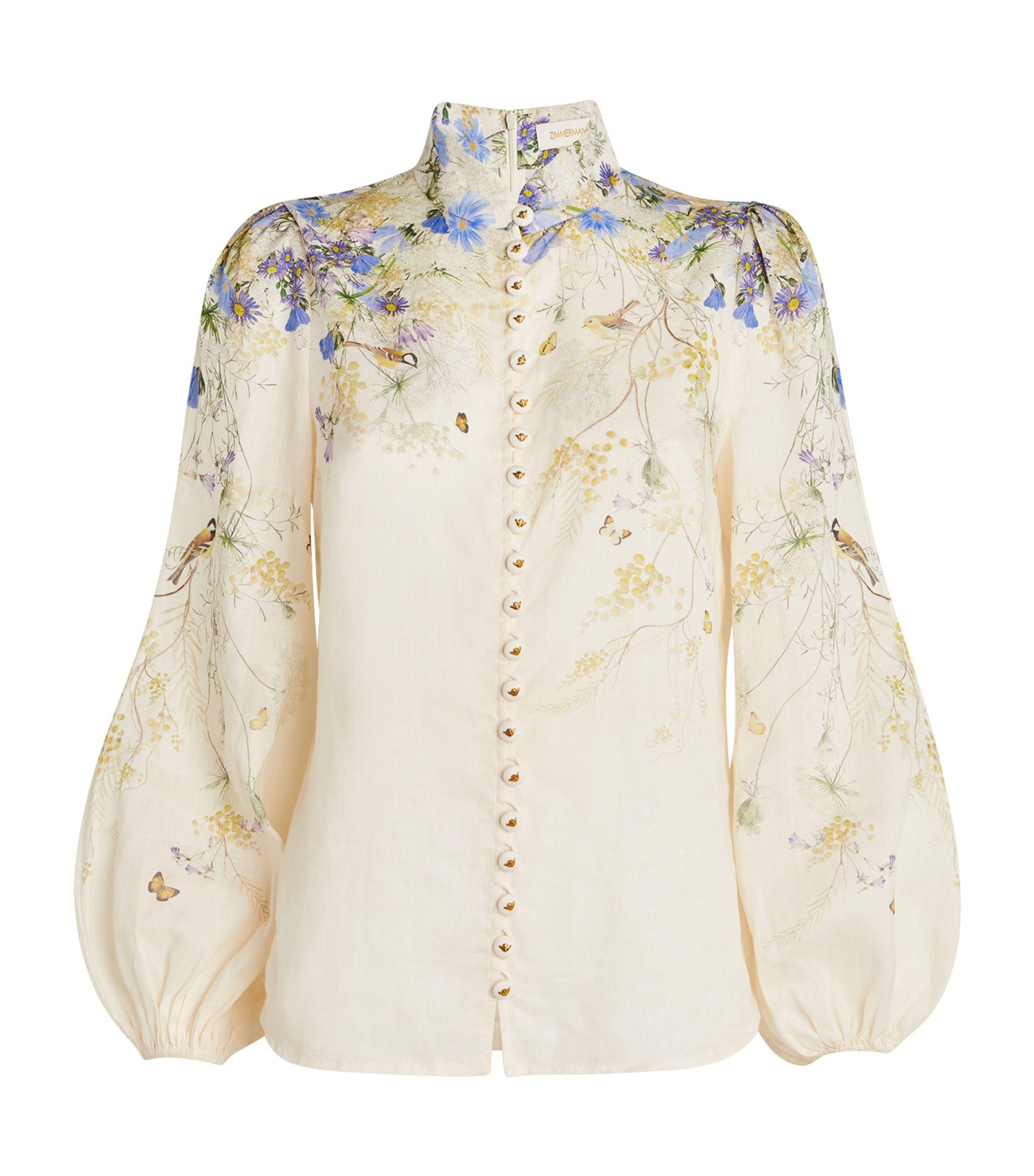 Zimmermann Floral Harmony Blouse in Natural | Lyst