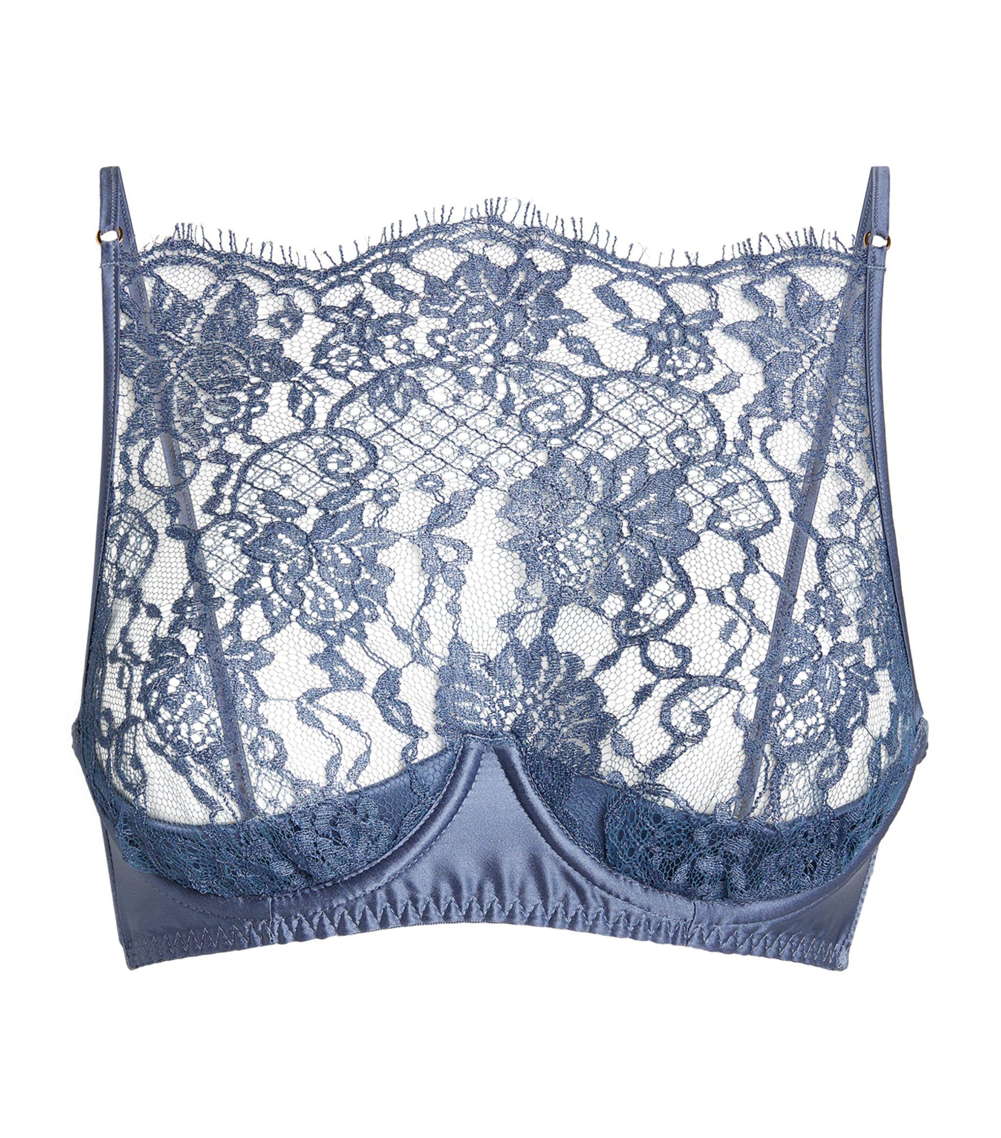 Coco De Mer Lace Hera Balconette Bra in Blue | Lyst