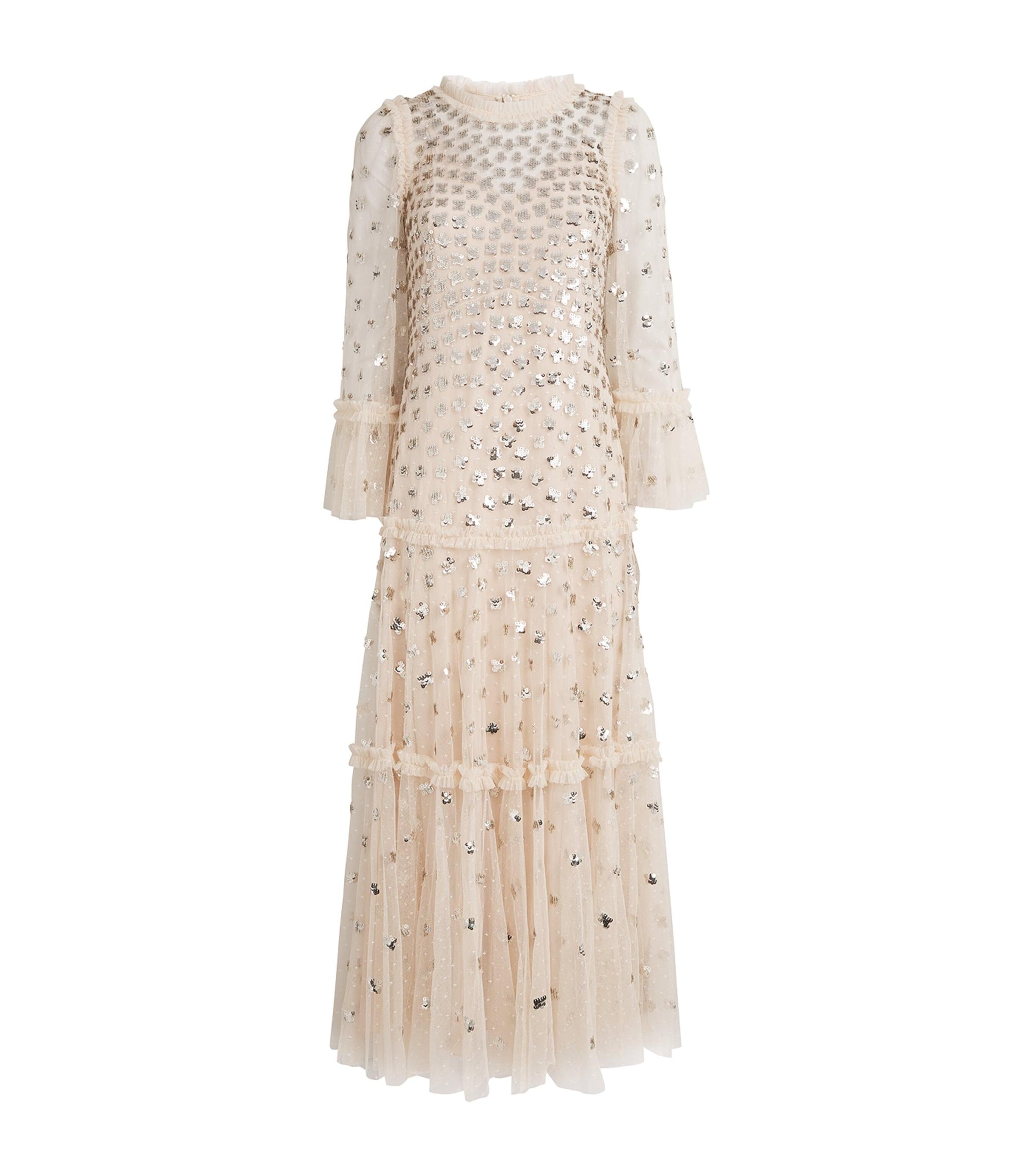 Needle & Thread Glisten Tiered Gown in Natural | Lyst