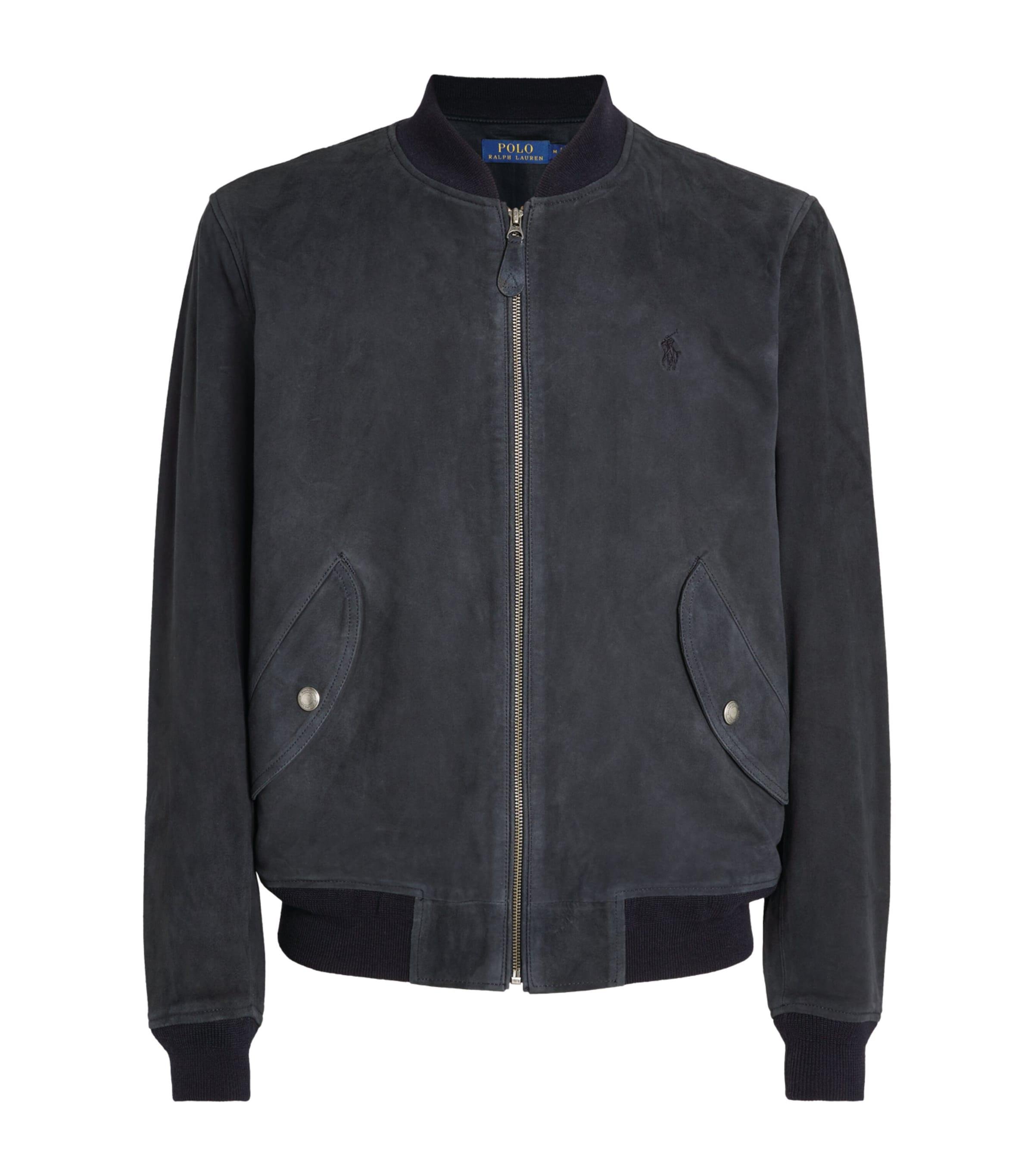 Polo Ralph Lauren Suede Bomber Jacket in Black for Men | Lyst