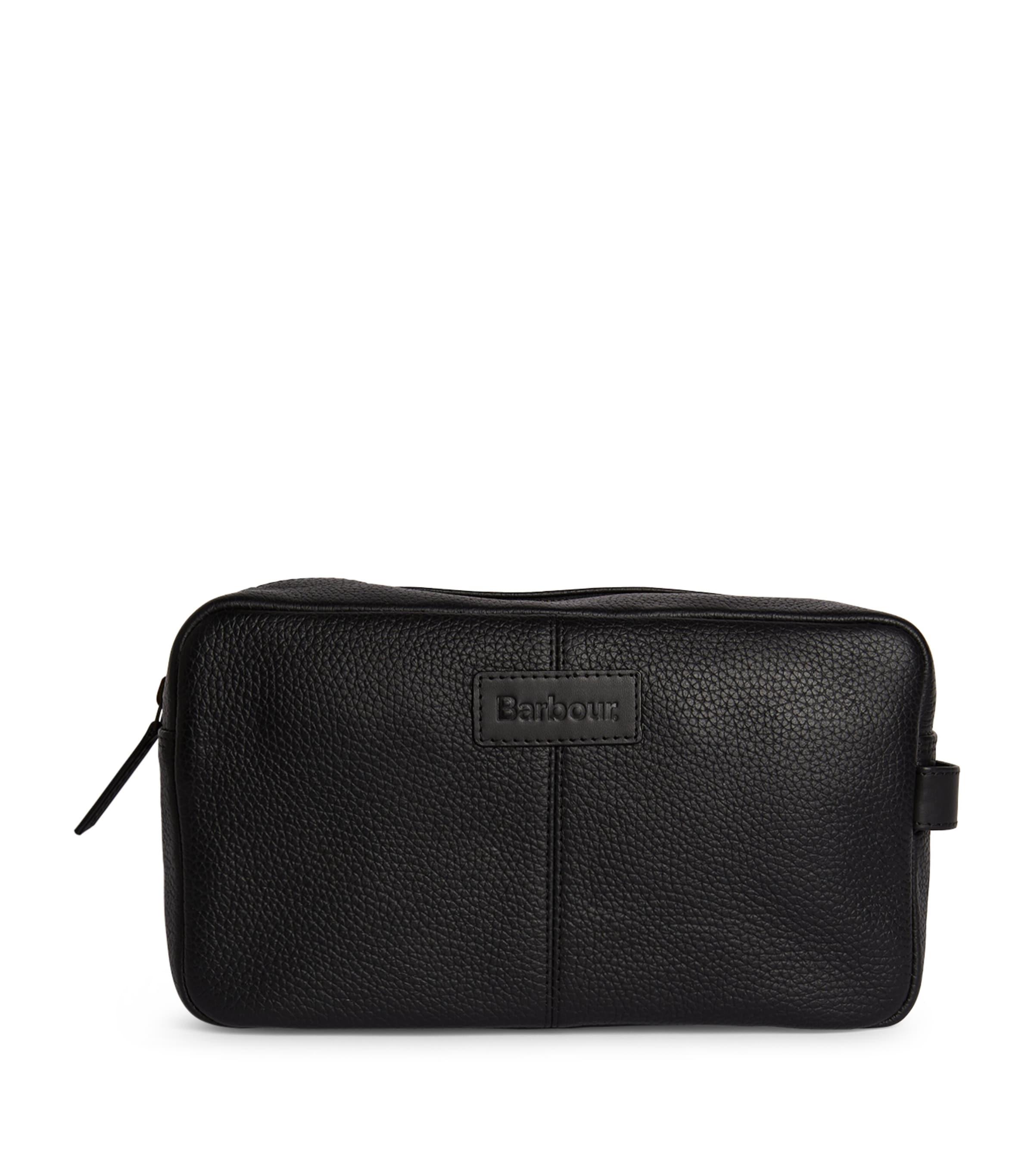 Barbour Leather Highgate Wash Bag in Black for Men | Lyst