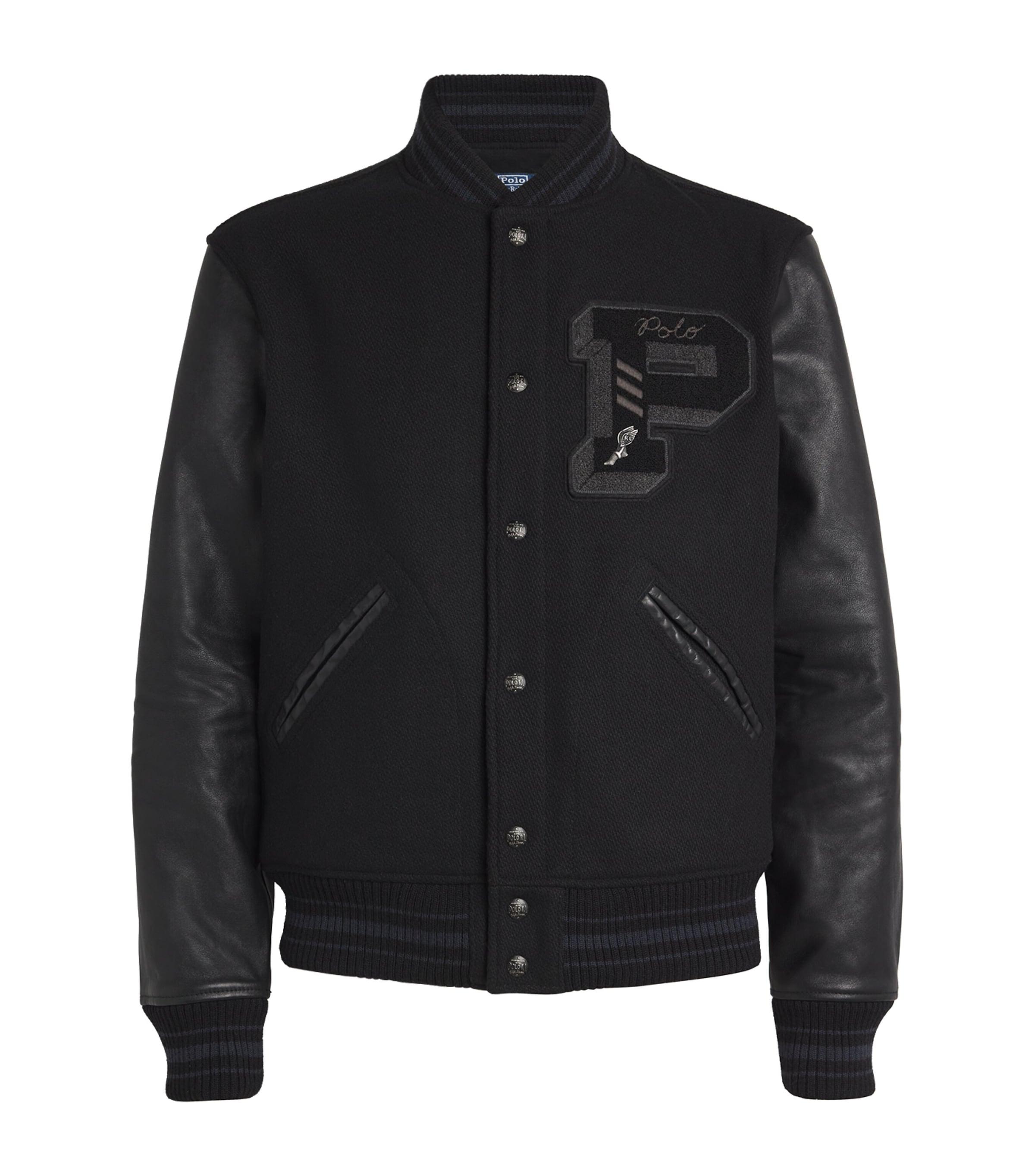 Polo Ralph Lauren Wool-Blend Appliqué Bomber Jacket in Black for Men | Lyst