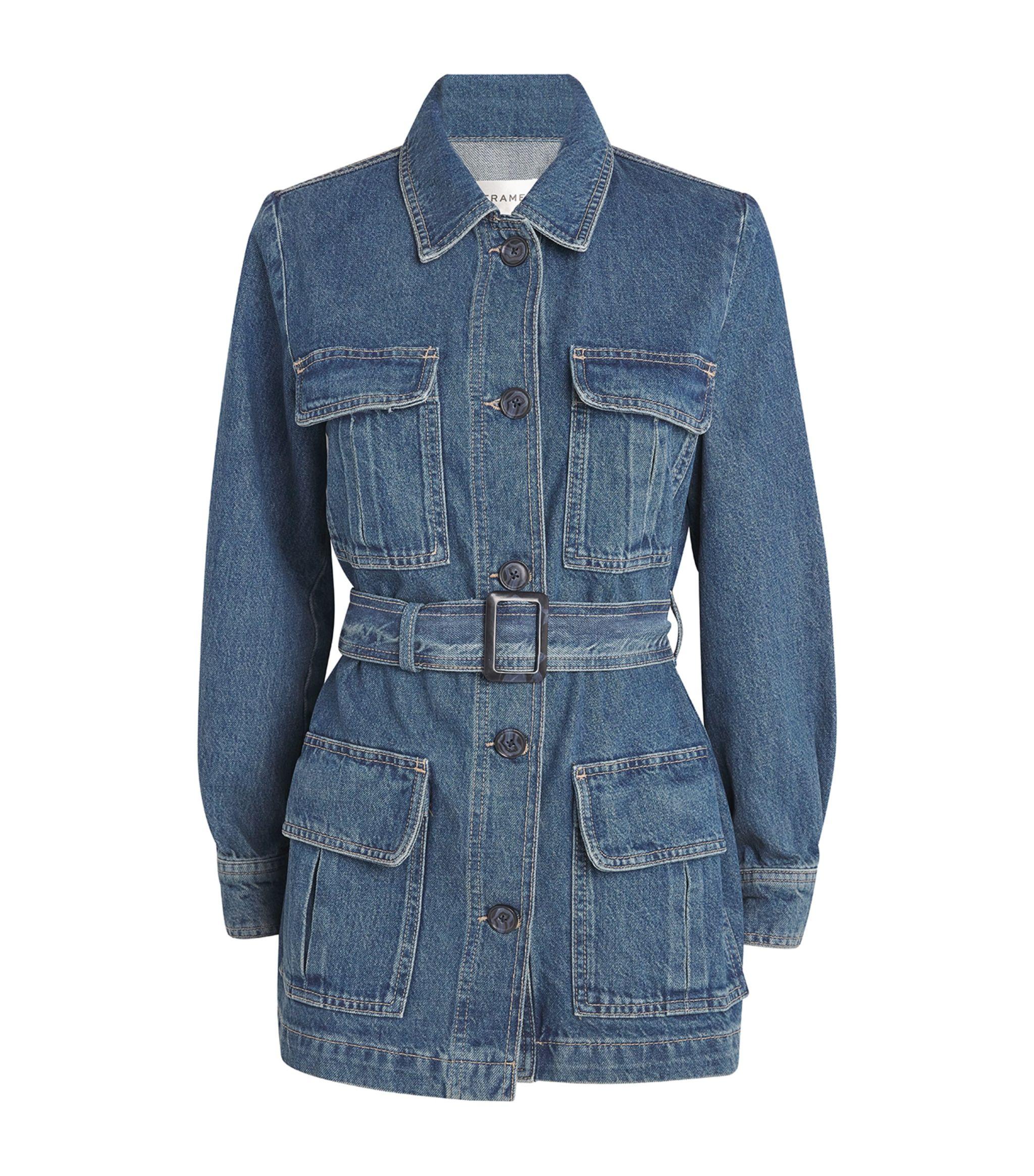 FRAME Denim Safari Jacket in Blue | Lyst