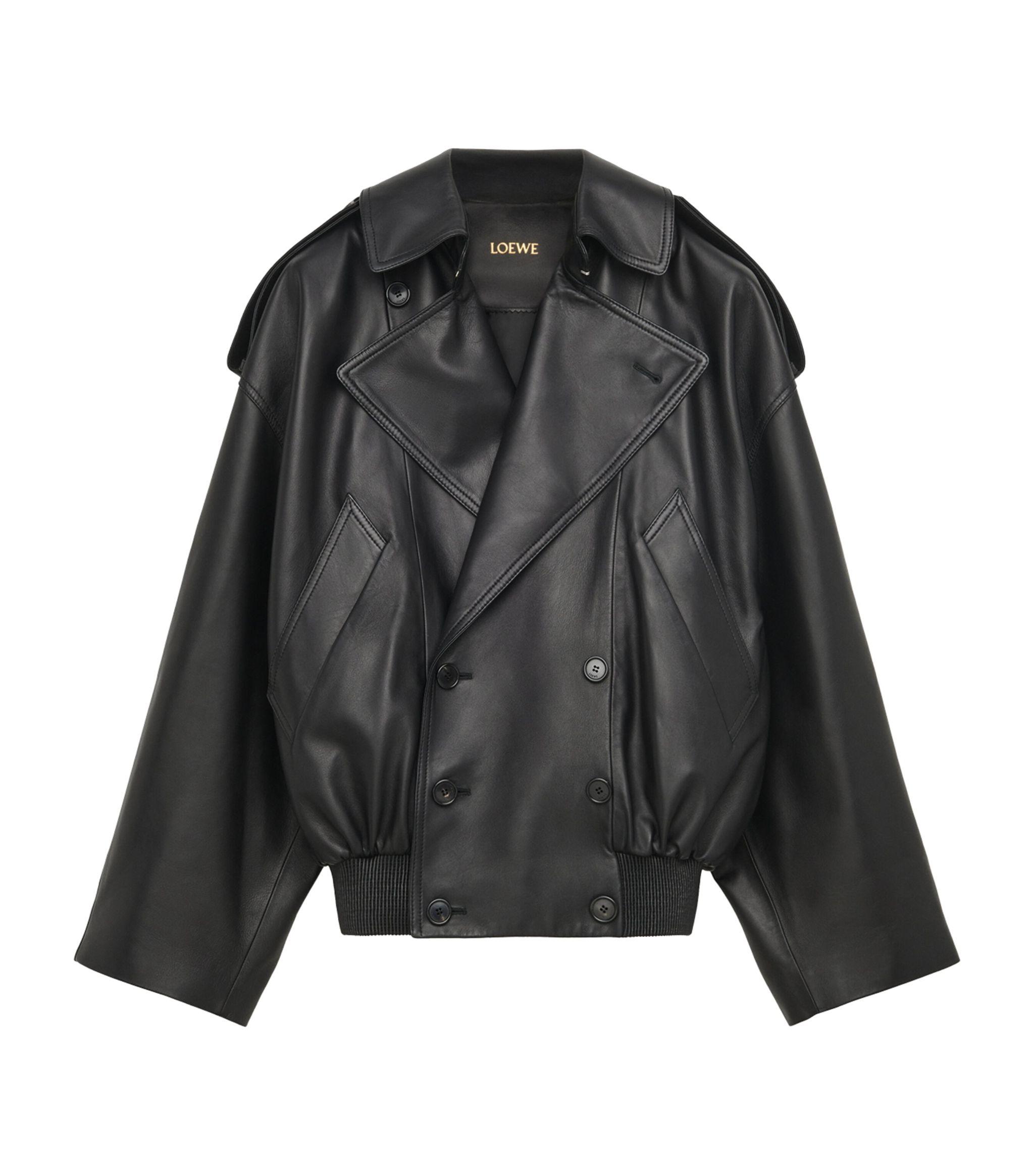 Loewe Leather Balloon Jacket in Black | Lyst
