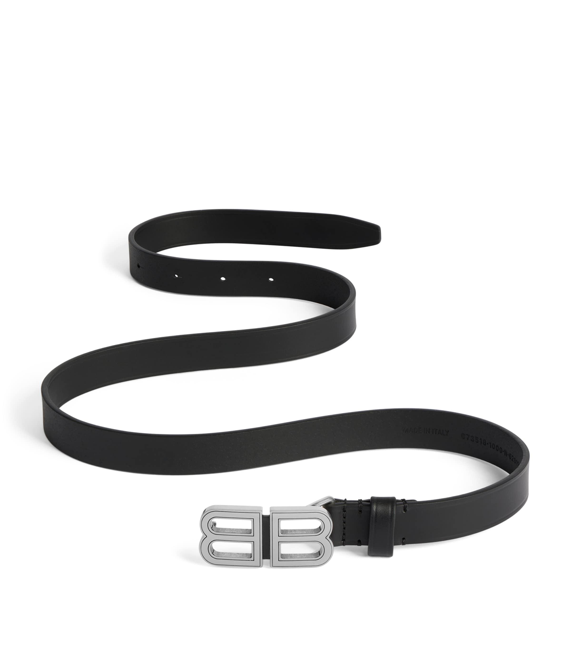 Balenciaga Leather Logo Hourglass Belt in Black | Lyst
