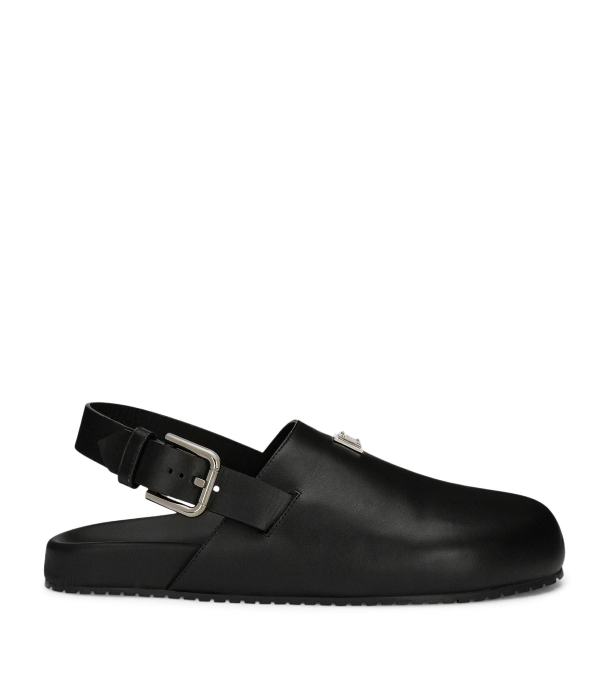 Dolce & Gabbana Leather Buckled Clogs in Black for Men | Lyst