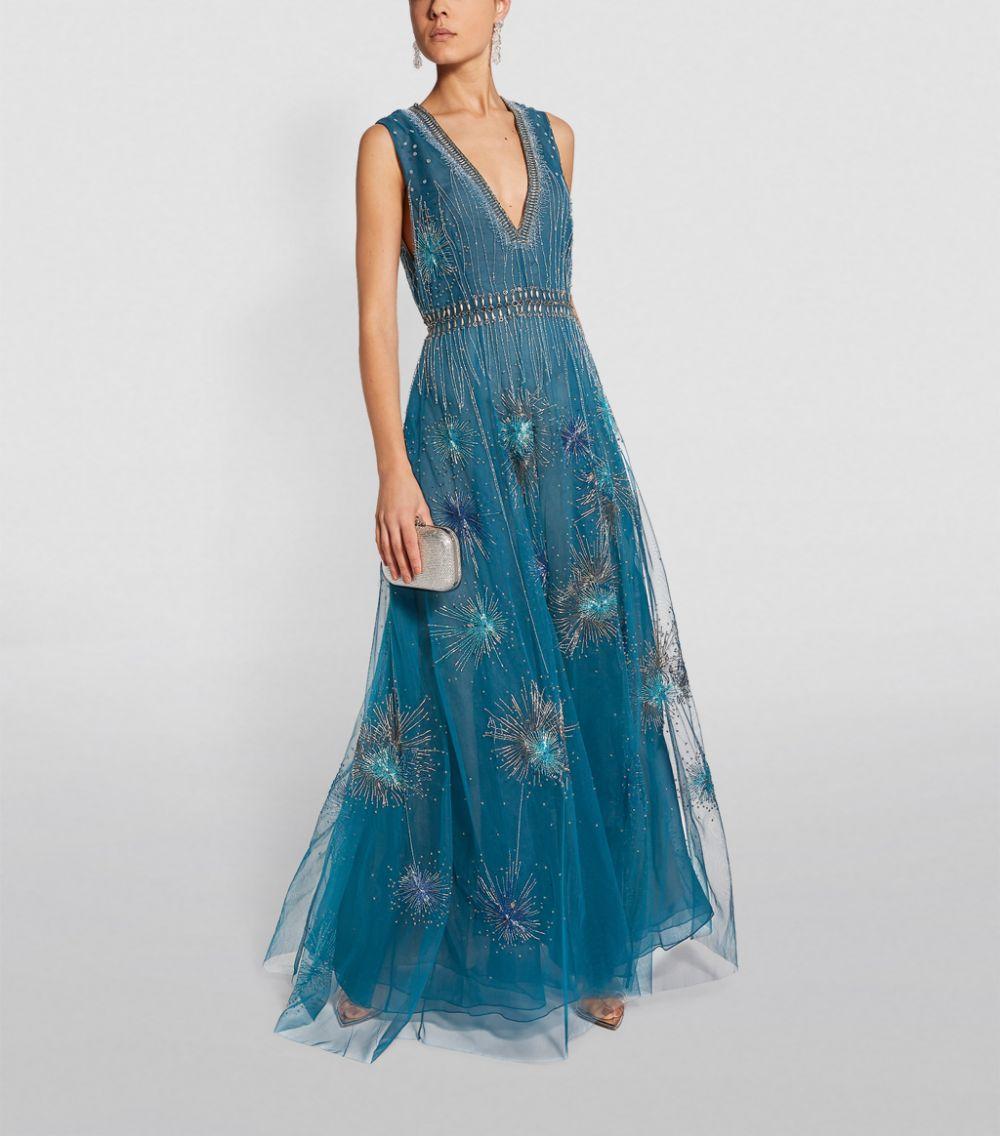 Cucculelli Shaheen Tulle Fireworks Embellished Gown in Blue - Lyst
