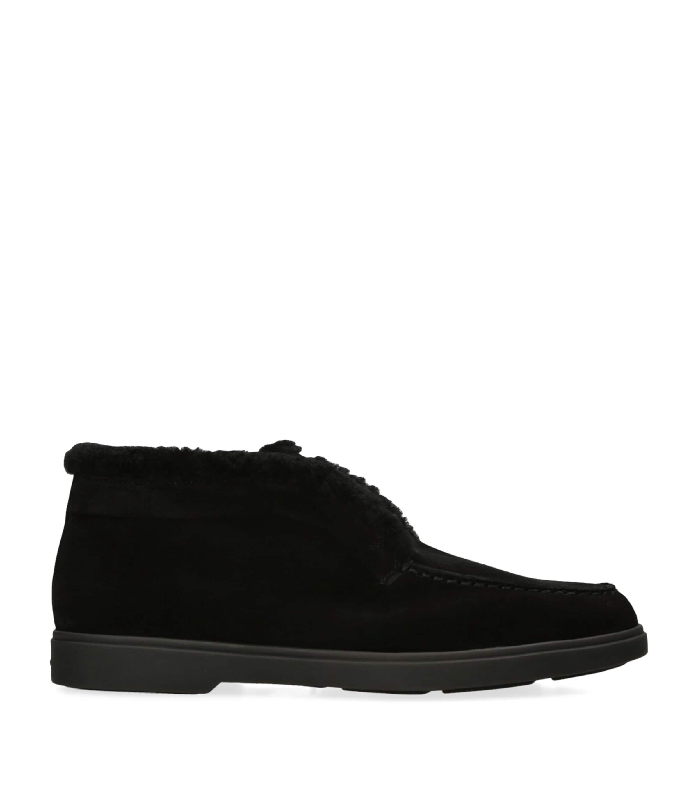 Santoni Suede Fortune Ankle Boots in Black | Lyst