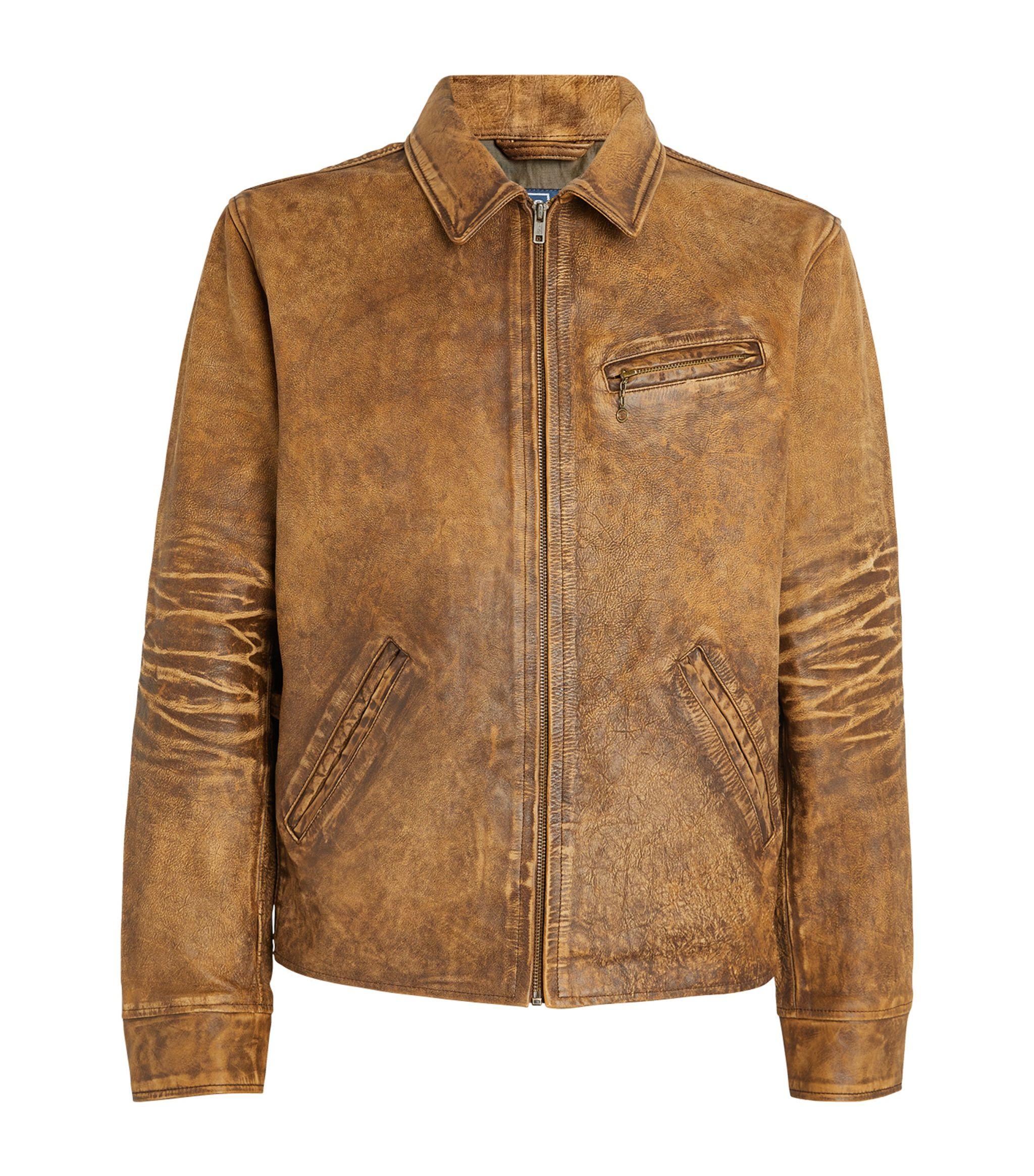 Polo Ralph Lauren Distressed Leather Jacket in Brown for Men | Lyst