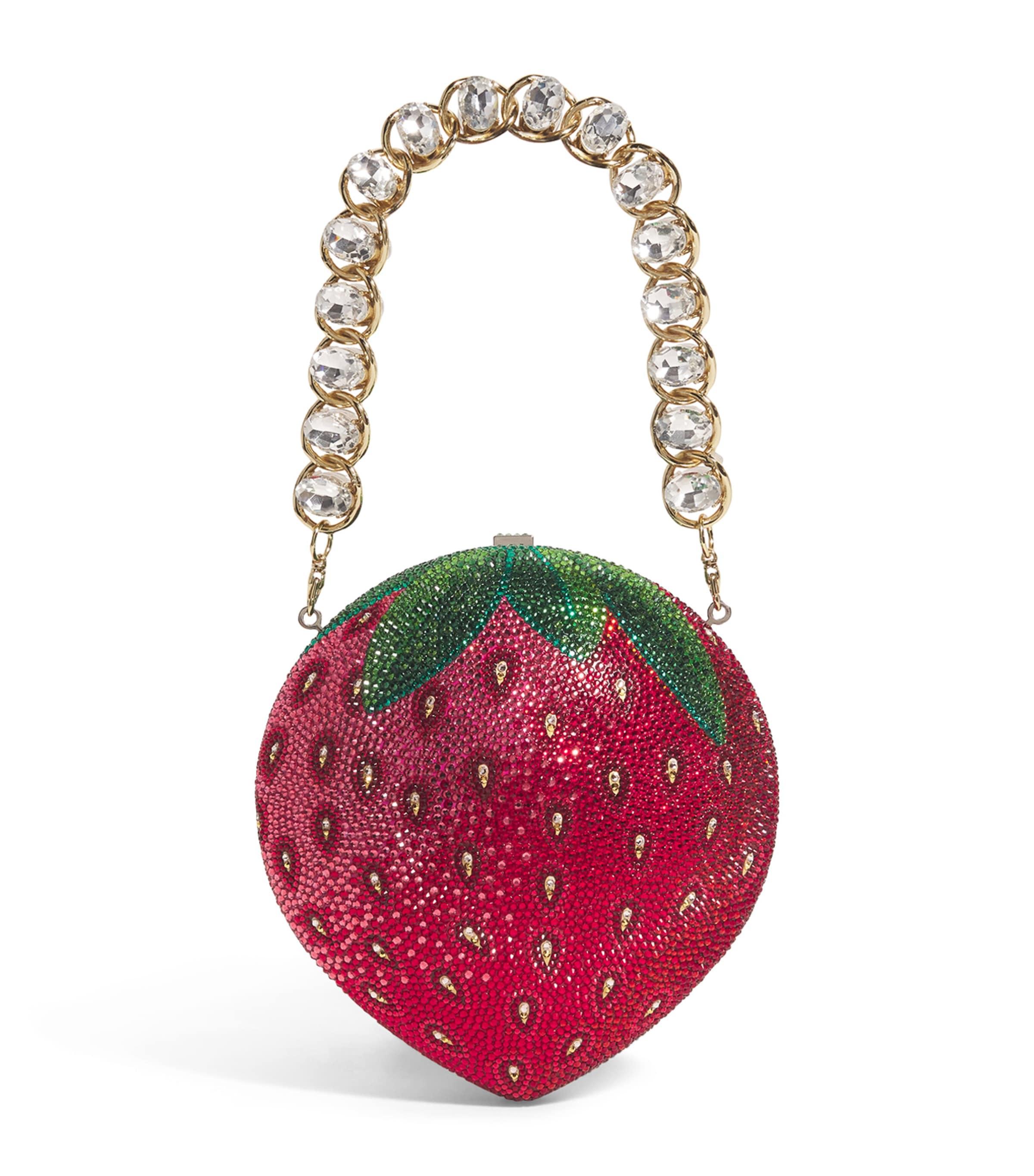 Judith Leiber Crystal-Embellished Strawberry Clutch Bag in Pink | Lyst