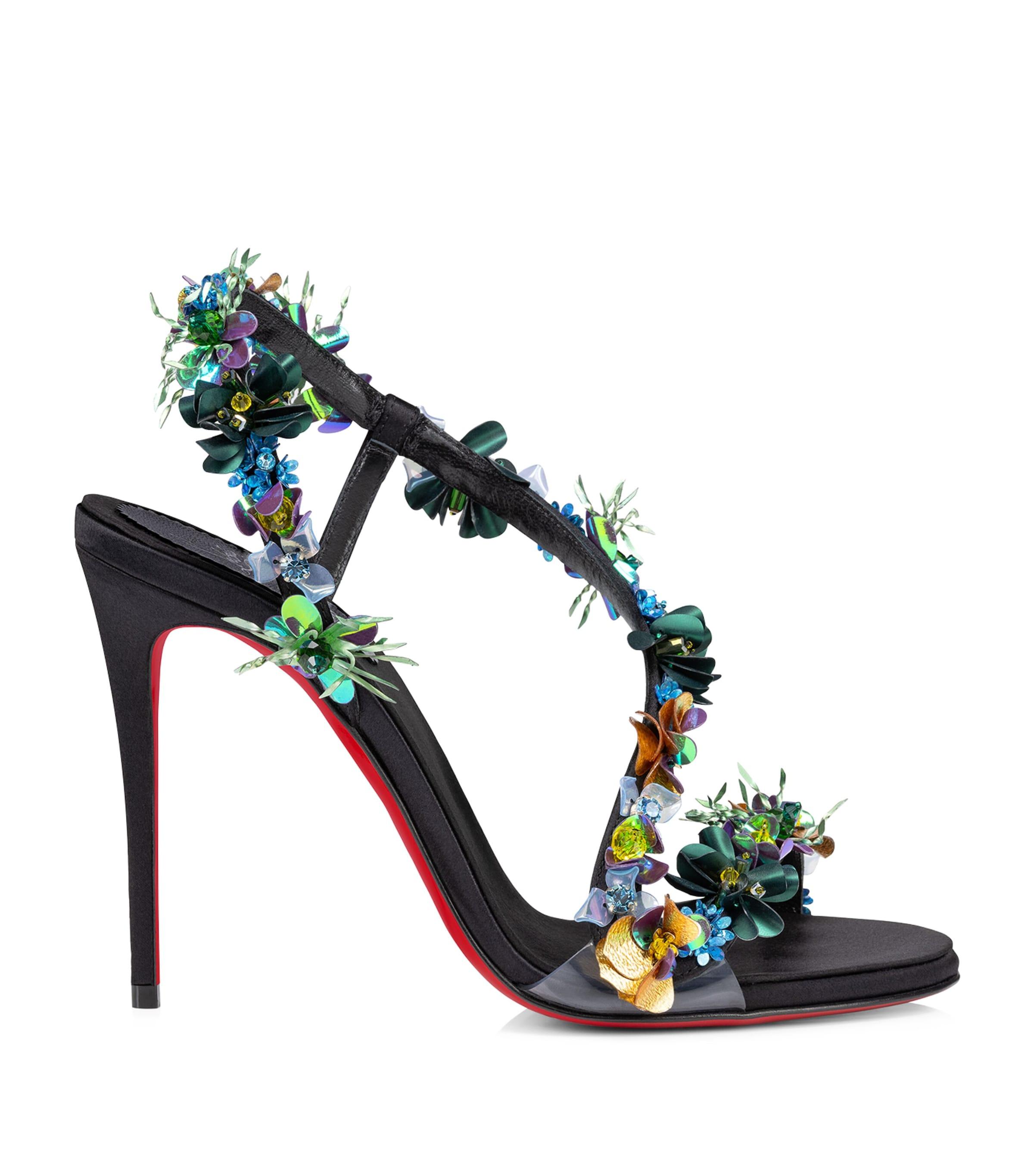 Christian Louboutin Rosalie Tropica Heeled Sandals 100 in Green | Lyst