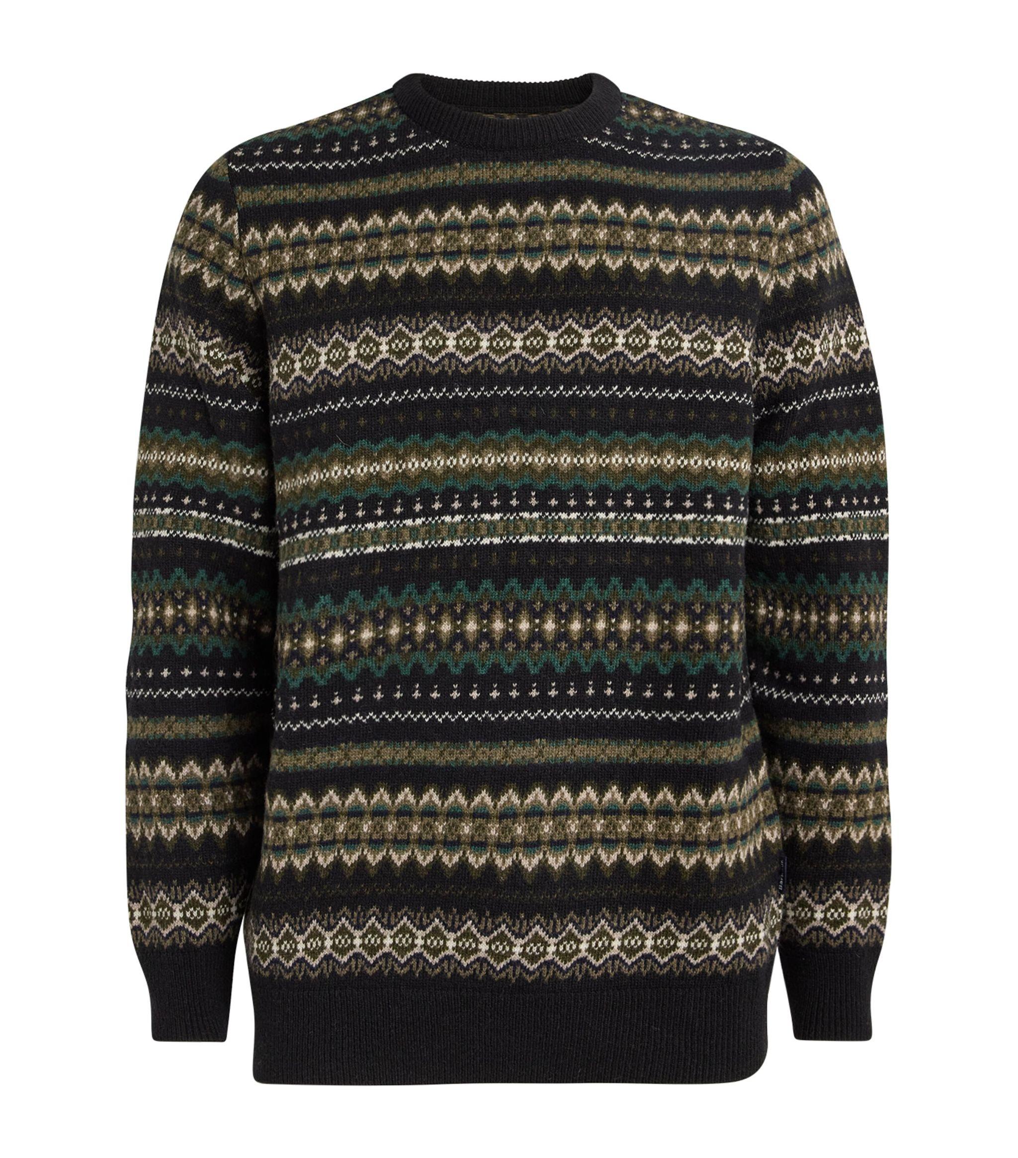 Barbour Wool Fair Isle Sweater in Black for Men | Lyst