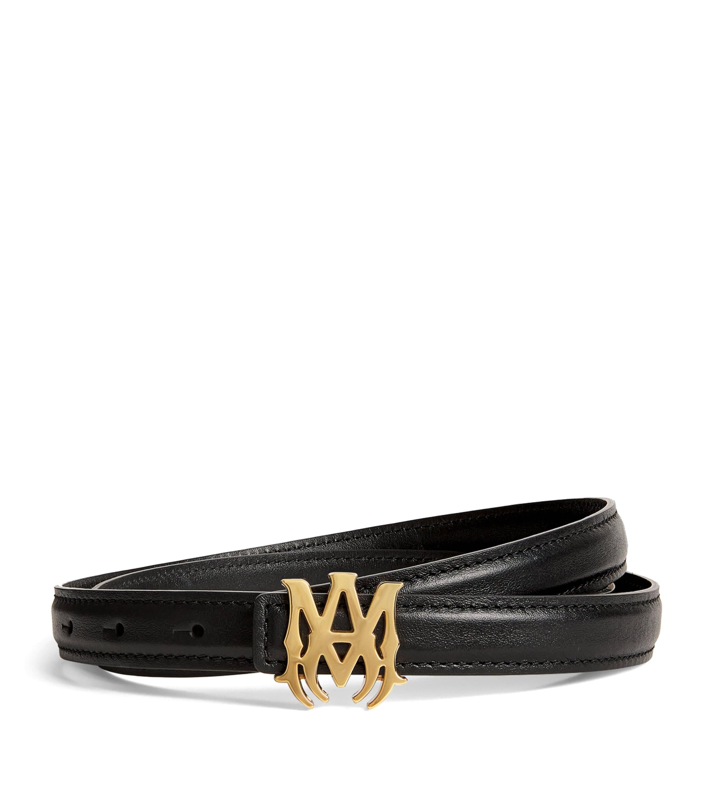 Amiri Leather Logo Belt in Black for Men | Lyst
