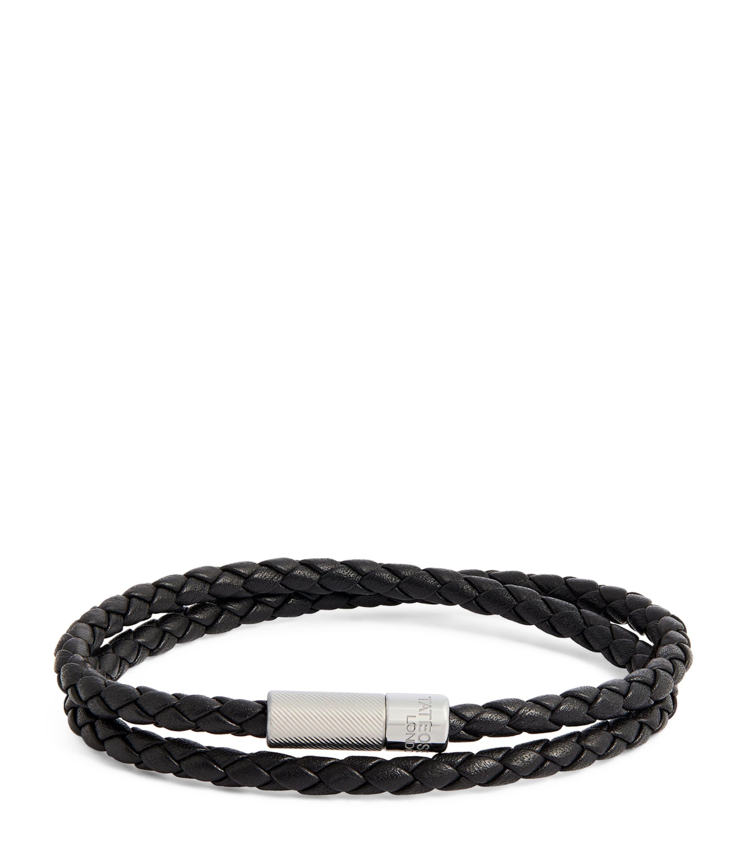 Tateossian Leather Macramé Bracelet in Black for Men | Lyst