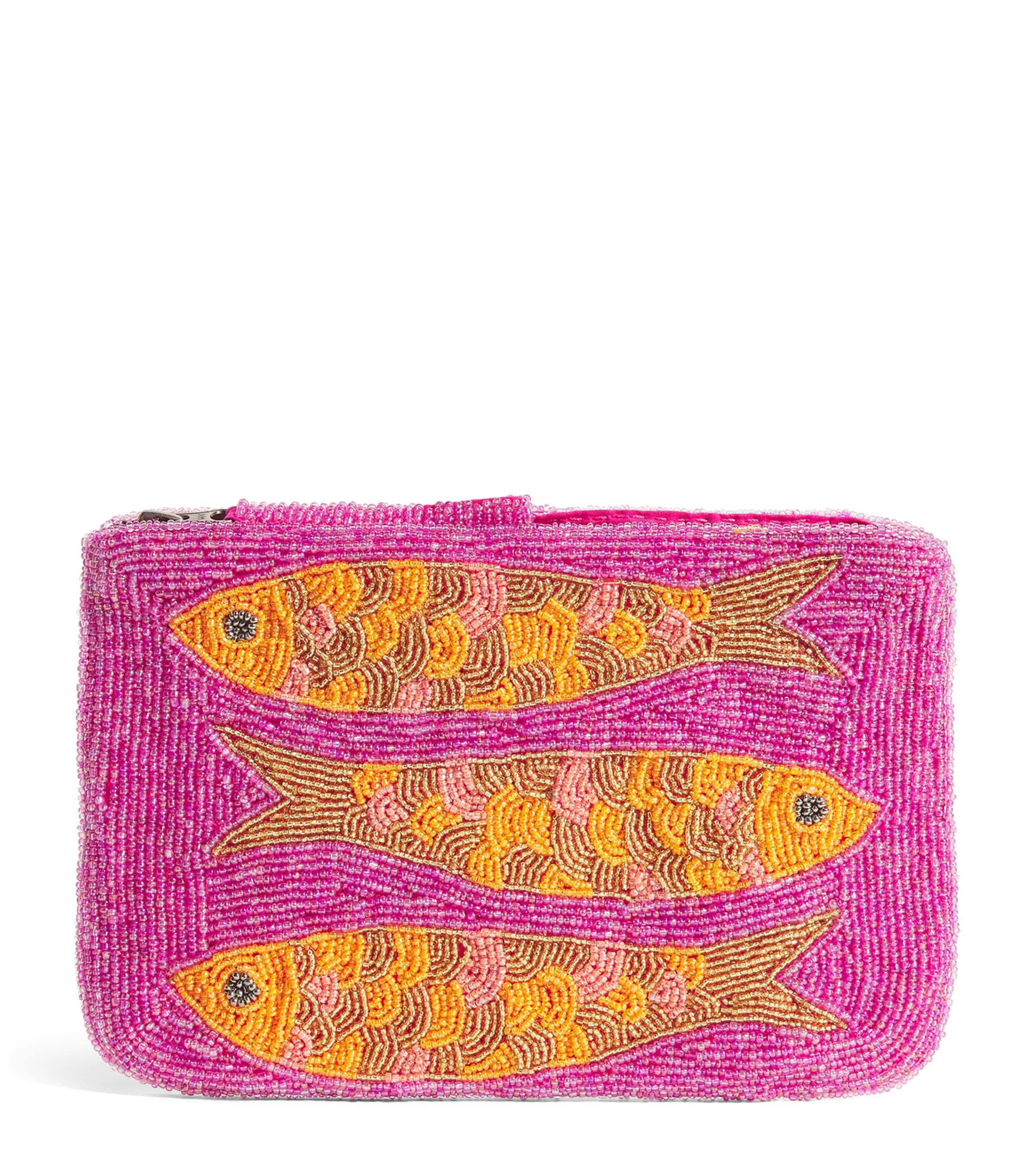The Jacksons Beaded Fish Clutch Bag in Pink | Lyst
