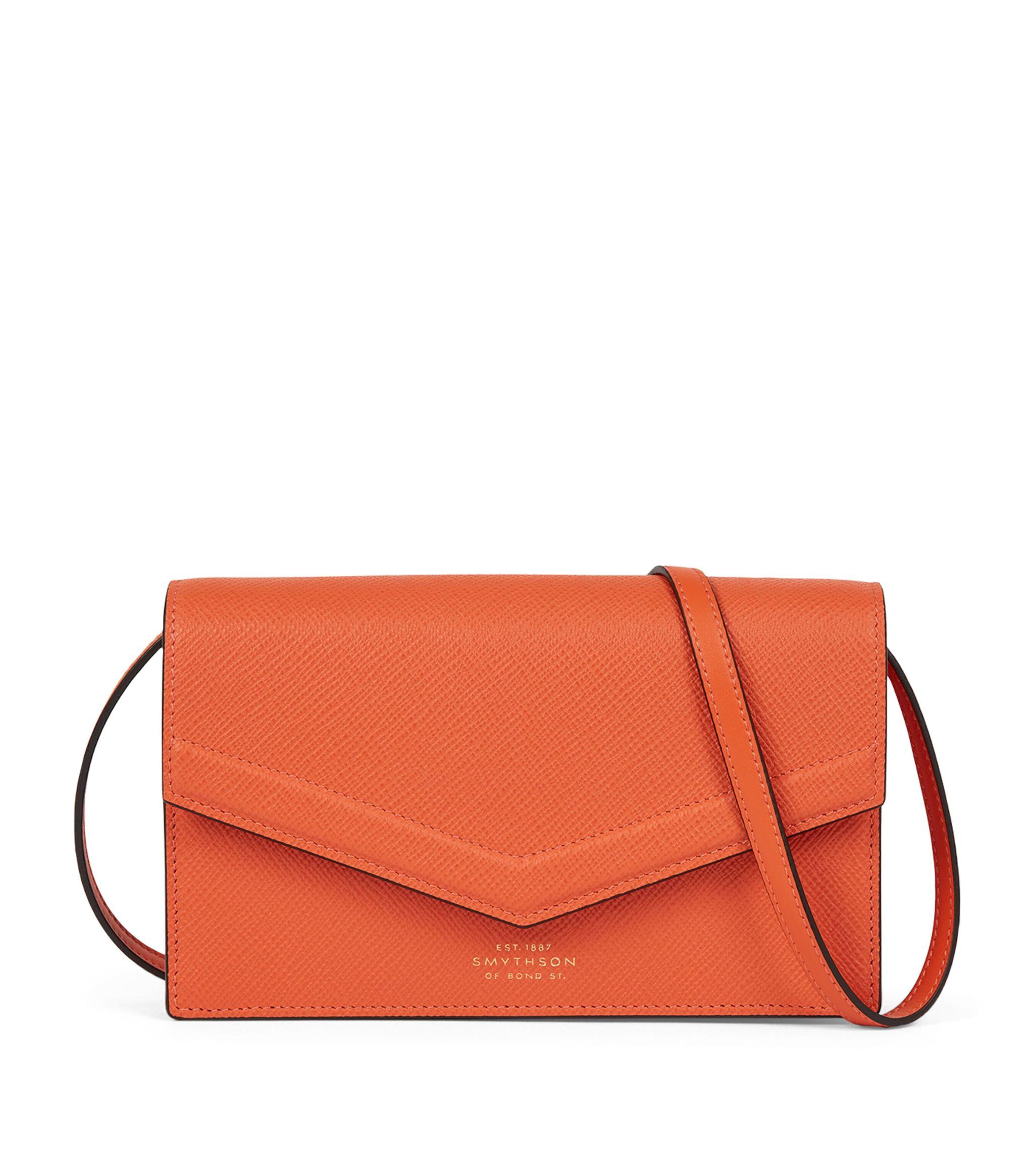 Smythson Panama Leather Envelope Cross-body Bag in Orange | Lyst
