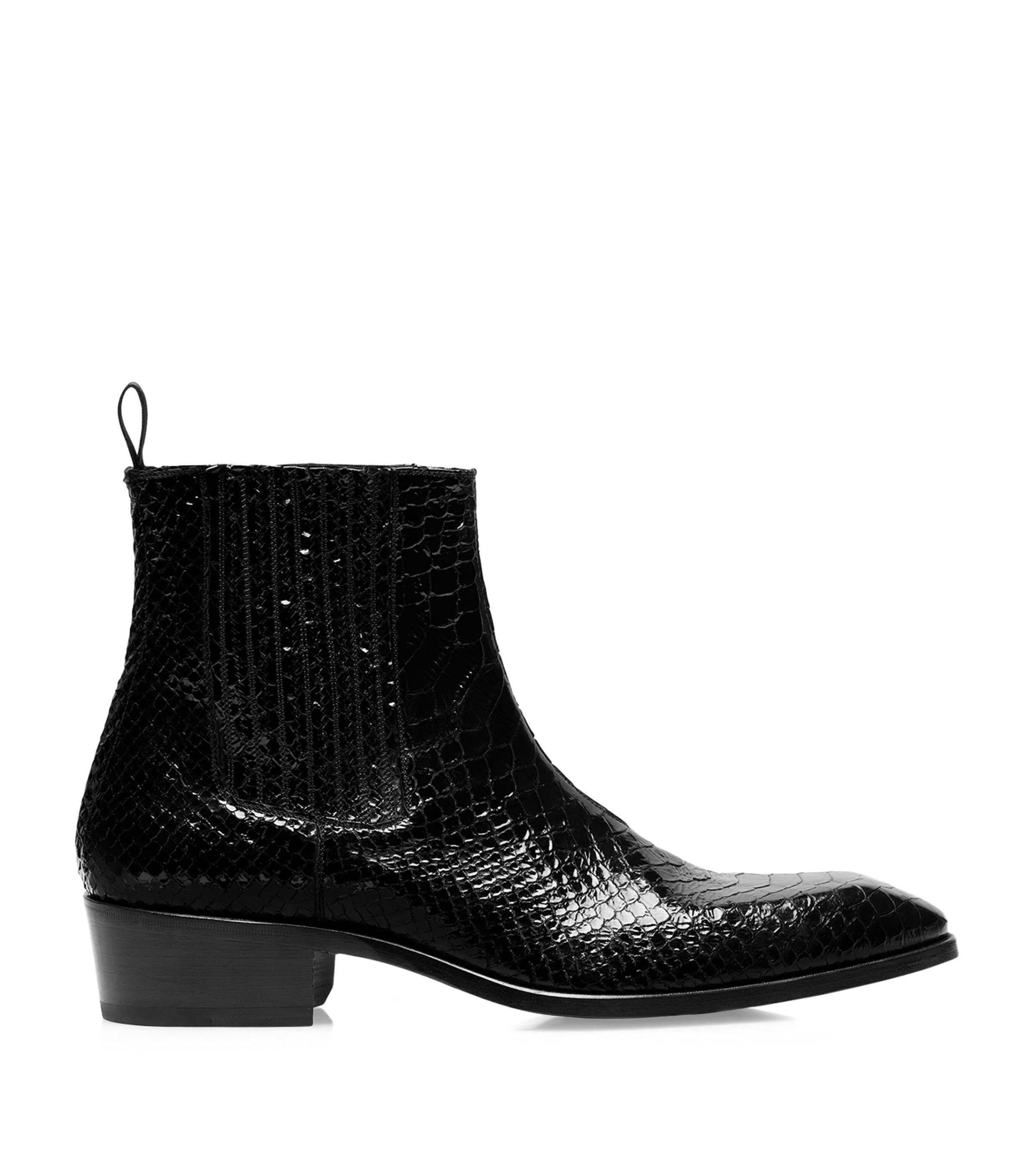 Tom Ford Patent Leather Kenneth Chelsea Boots in Black for Men | Lyst