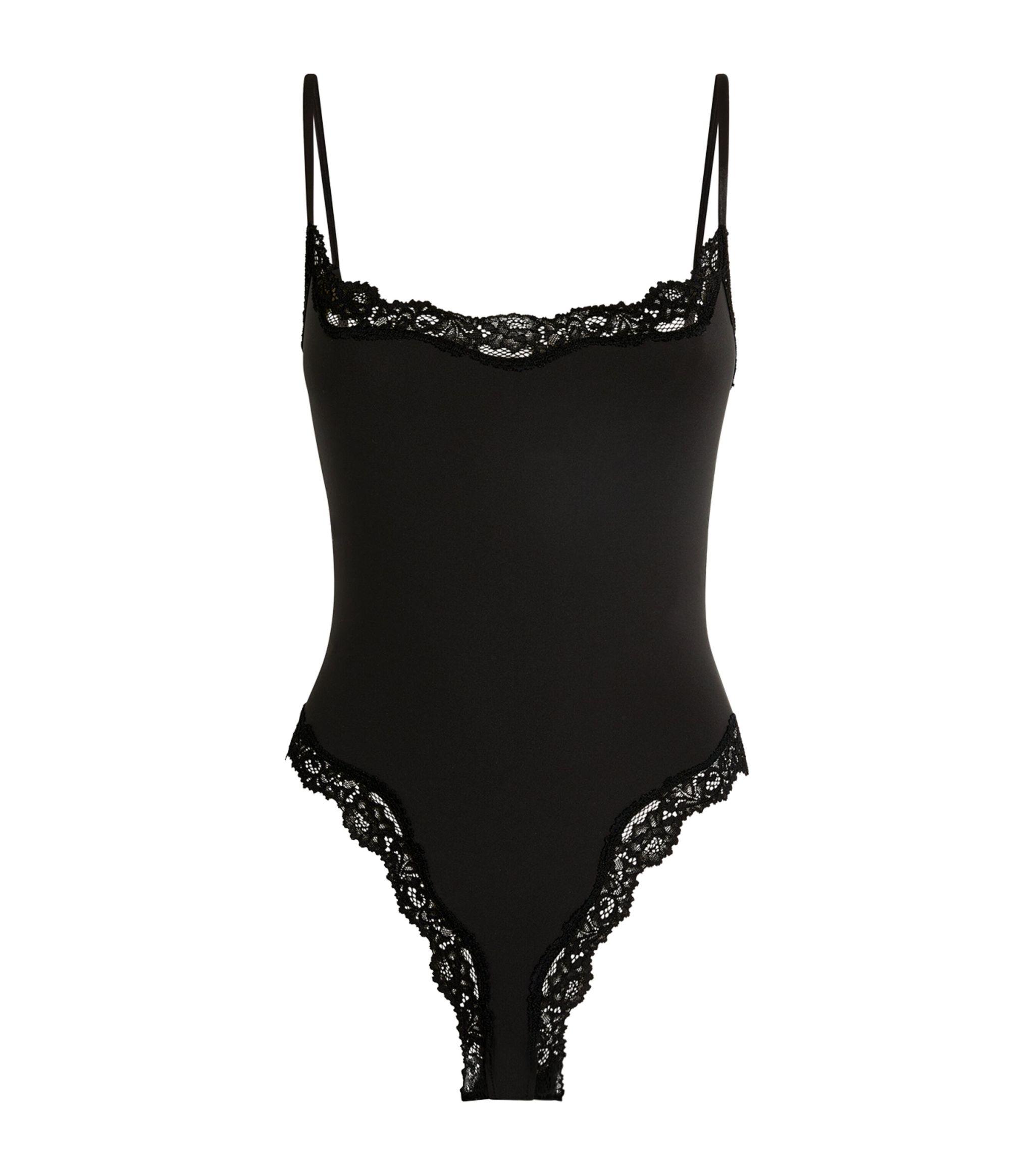 Skims Fits Everybody Lace-trim Bodysuit in Black | Lyst