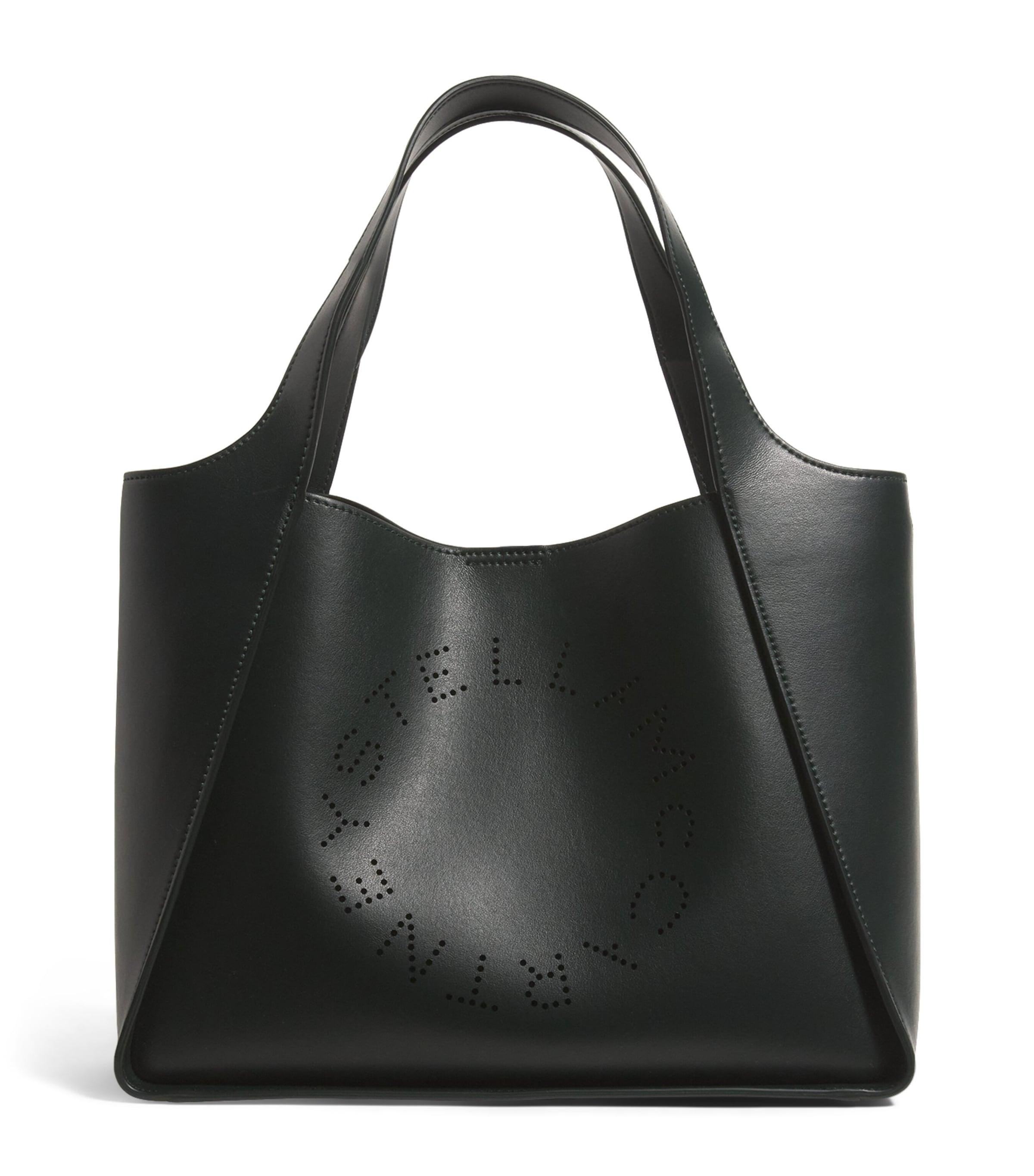 Stella McCartney Faux Leather Stella Logo Tote Bag in Black | Lyst
