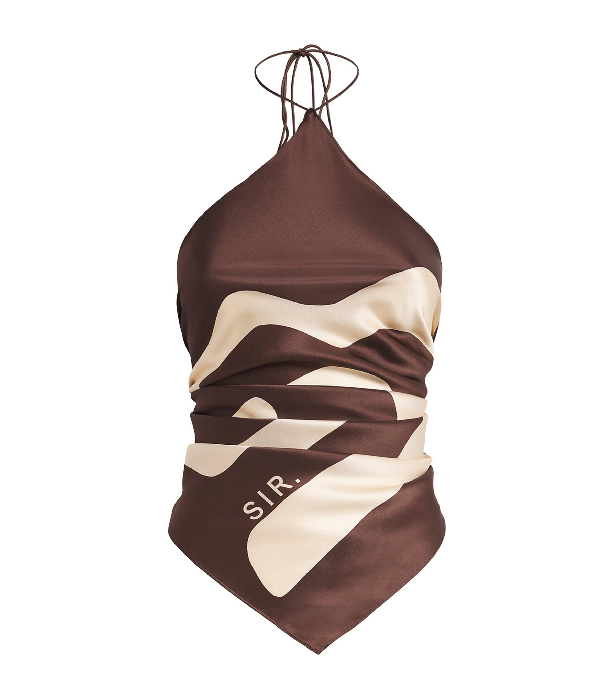 Sir. The Label Silk Freddie Scarf Top in Brown | Lyst
