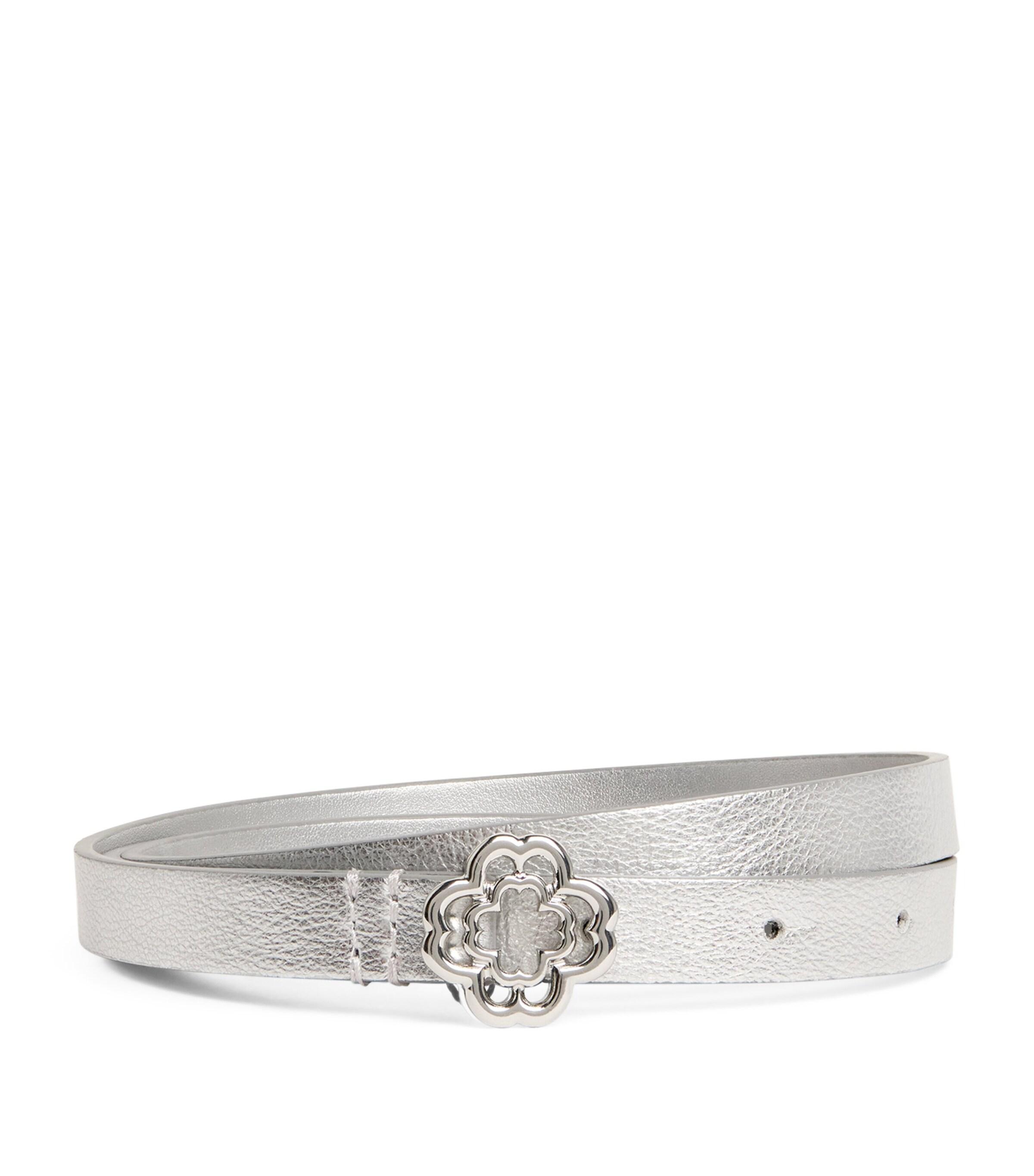 Maje Metallic Leather Belt in Grey | Lyst UK