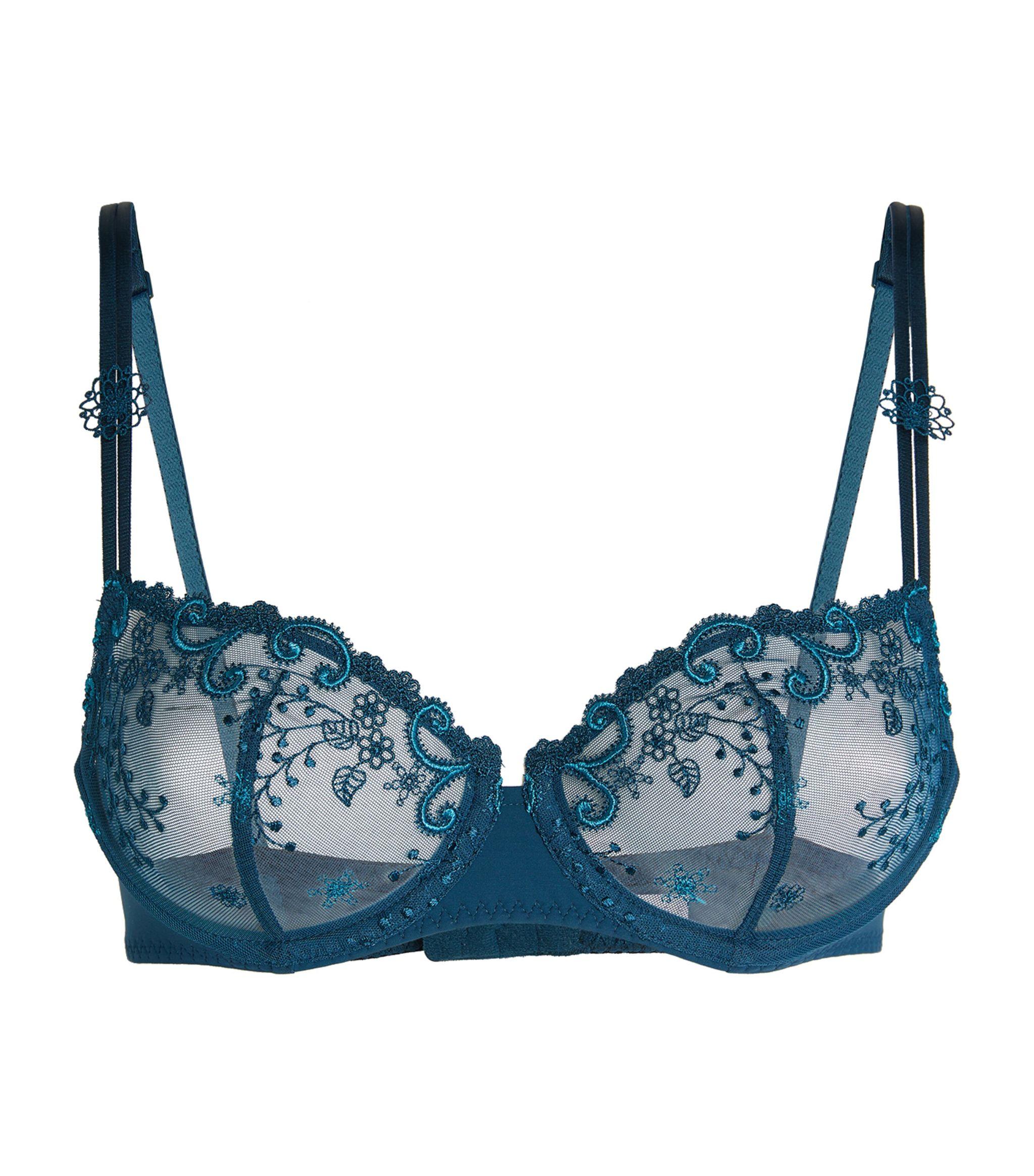 Simone Perele Embroidered Half Cup Bra In Blue Lyst