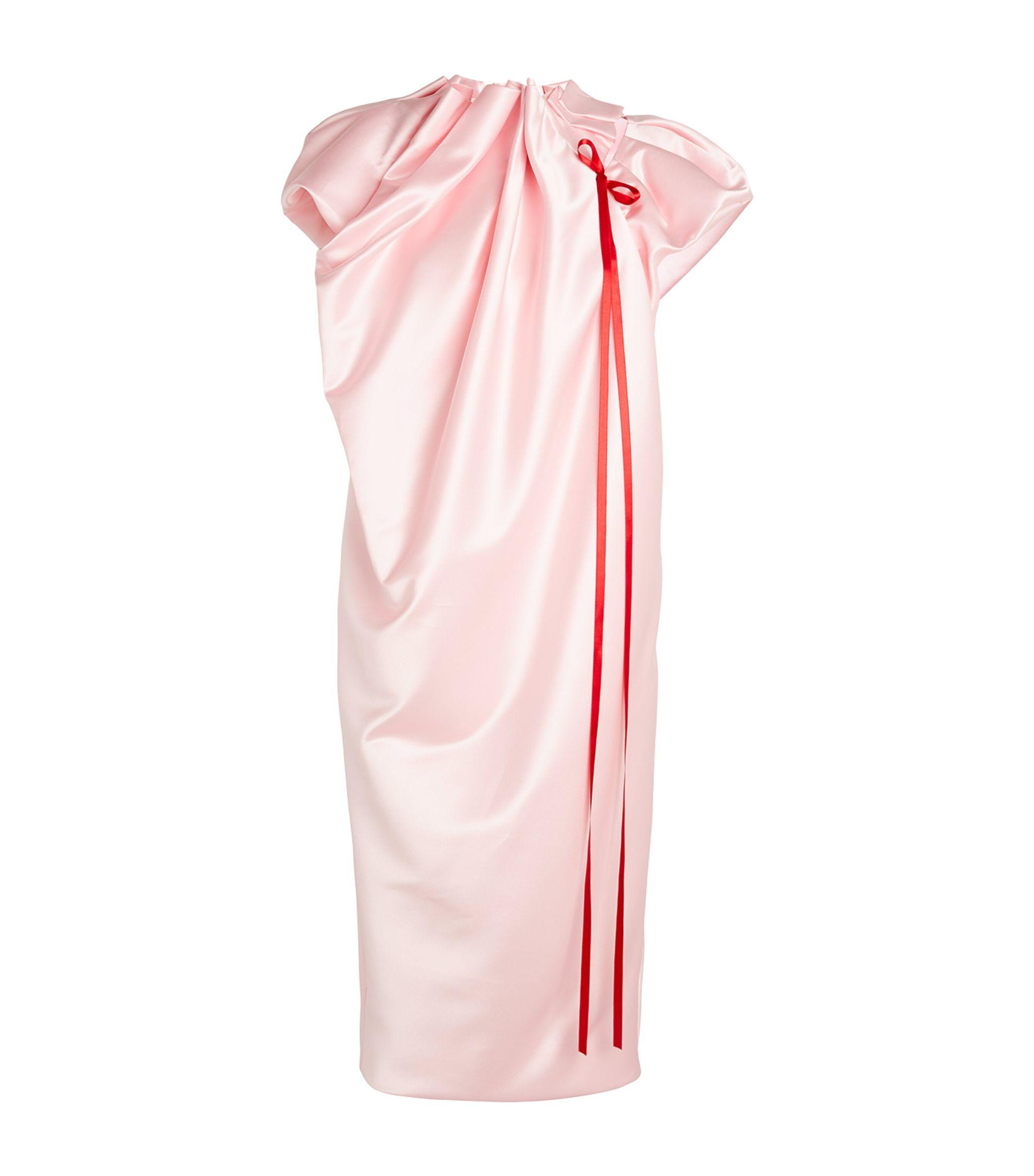 Simone Rocha Satin Sack Midi Dress in Pink | Lyst