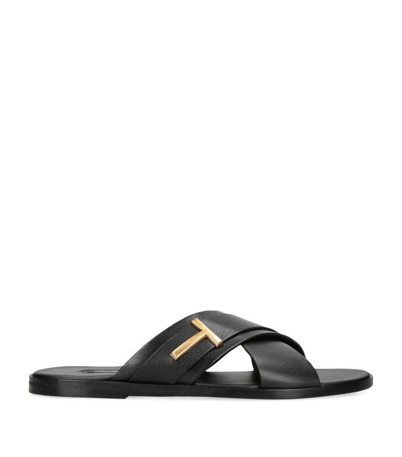 Tom Ford Leather Preston Slides in Black for Men | Lyst