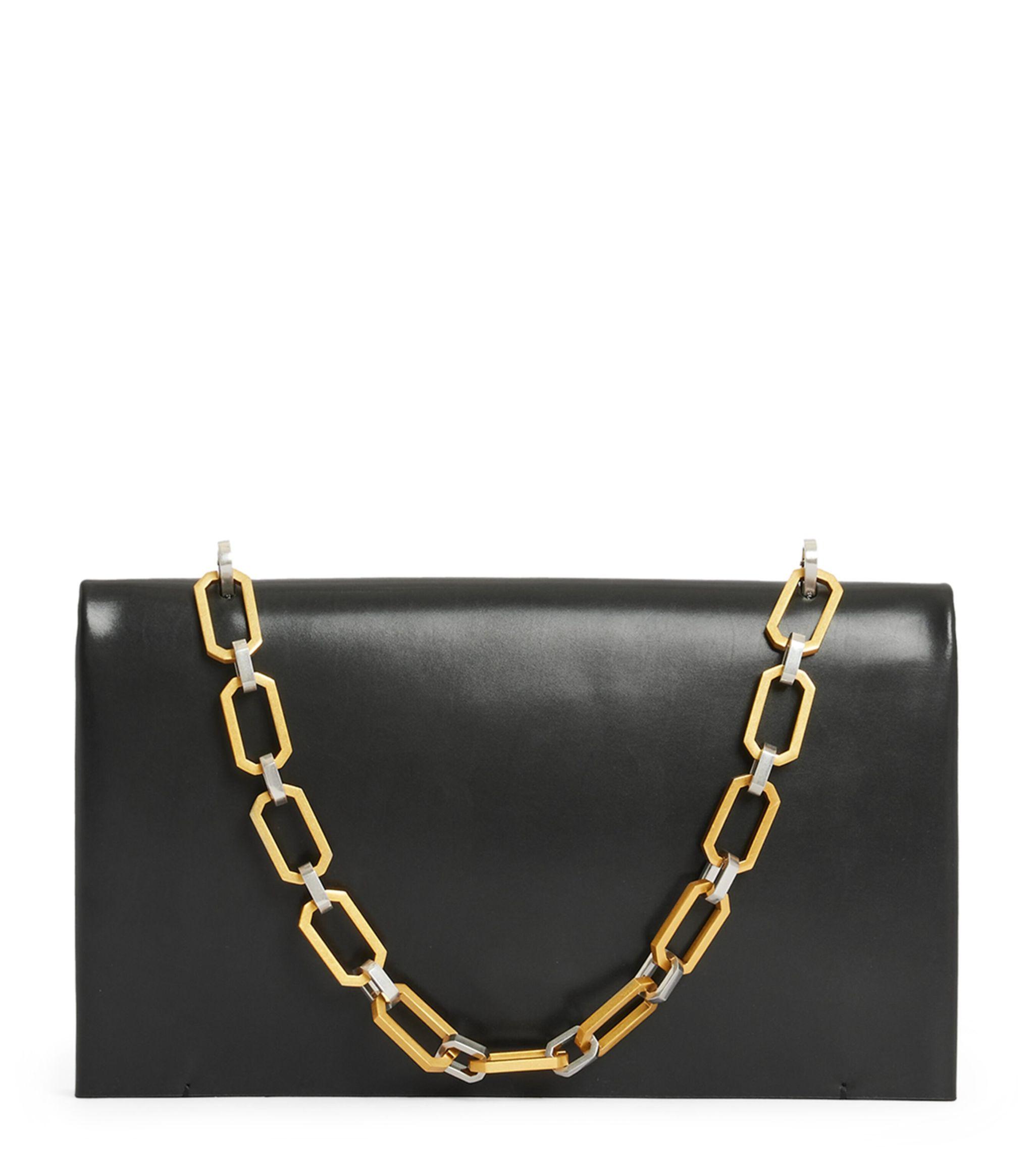 AllSaints Leather Akira Clutch Bag in Black | Lyst