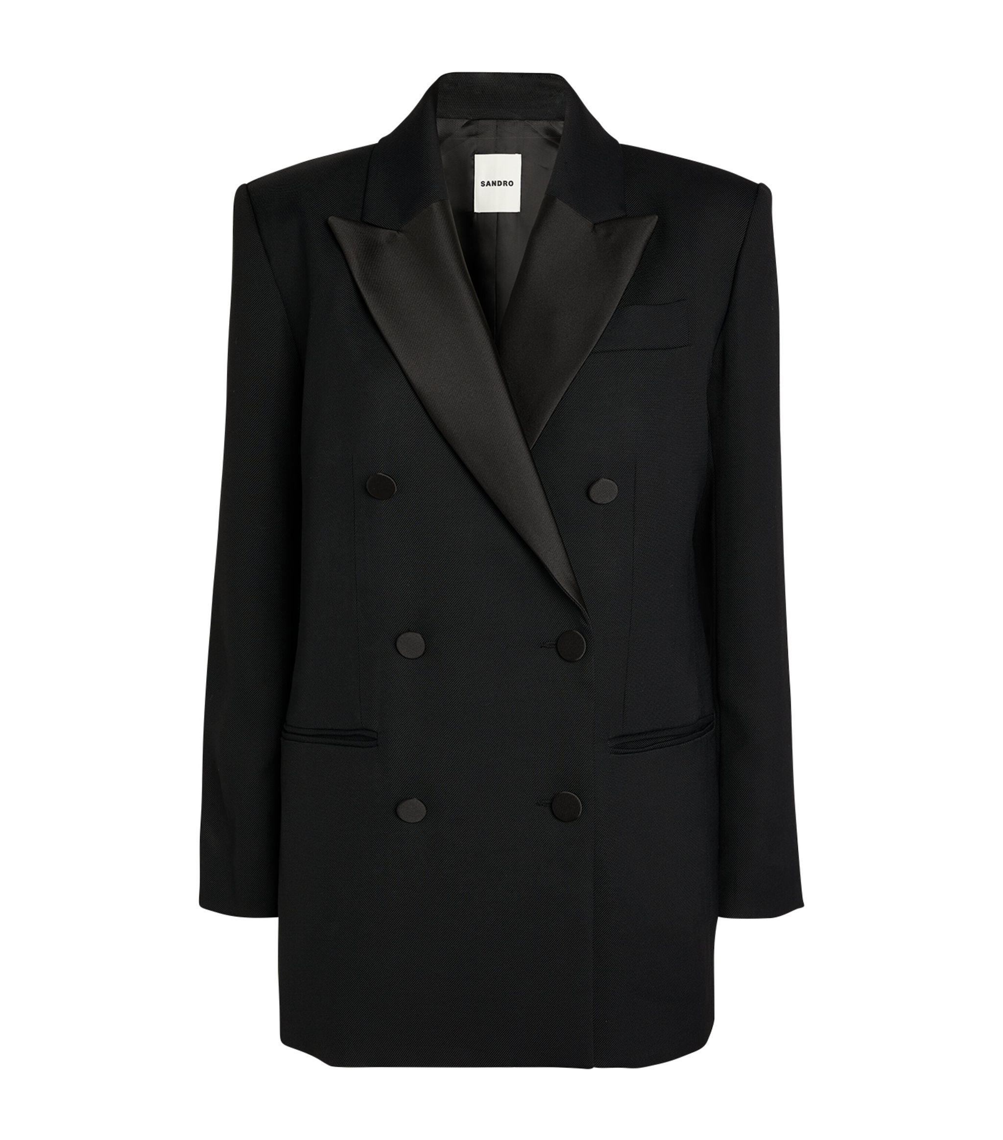 Sandro Double-breasted Blazer in Black | Lyst Sandro Double-breasted Blazer in Black | Lyst