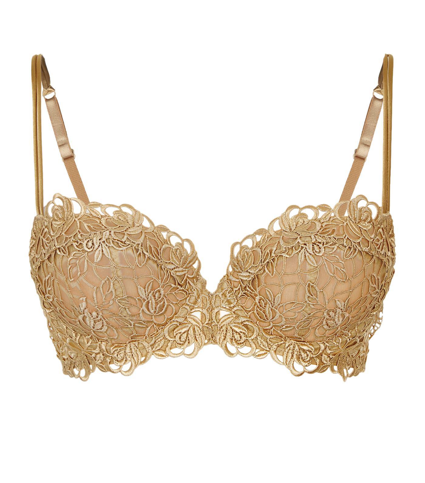 Wacoal Synthetic Flore Opaline Push Up Bra In Gold Metallic Lyst