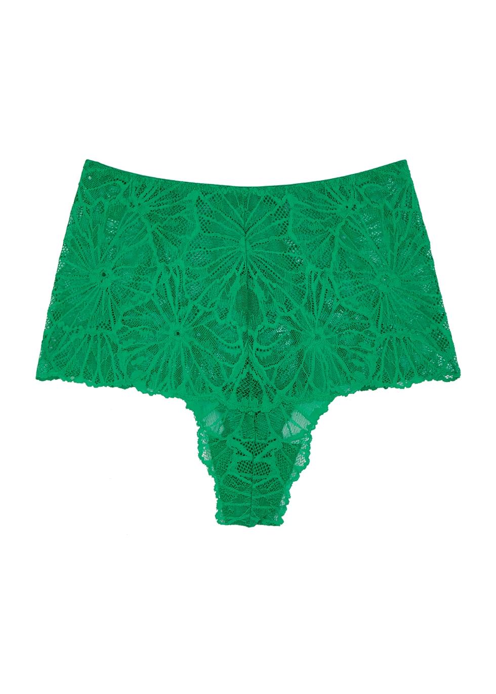 Dora Larsen Mia High-waist Lace Briefs in Green | Lyst