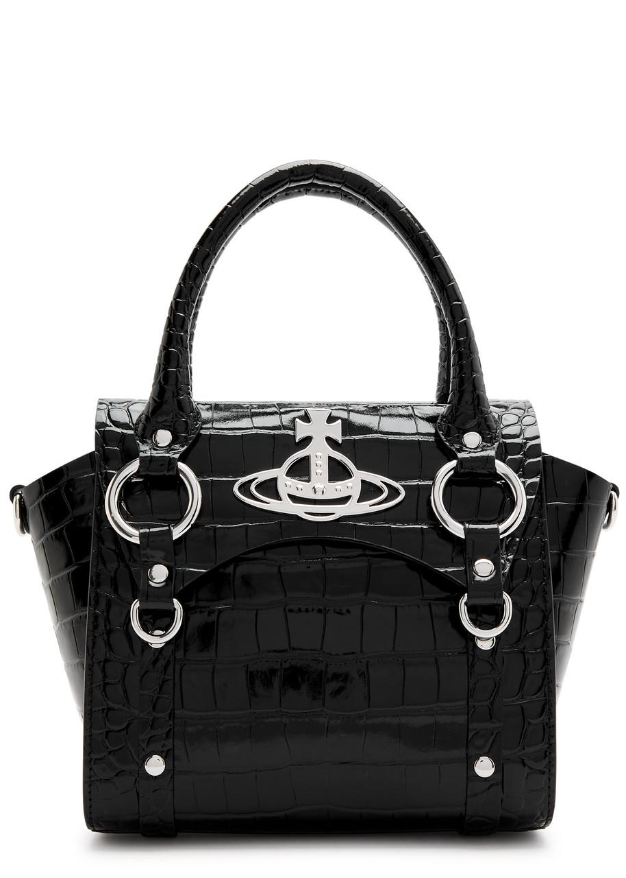 Vivienne Westwood Betty Small Crocodile-Effect Leather Top Handle Bag in Black | Lyst