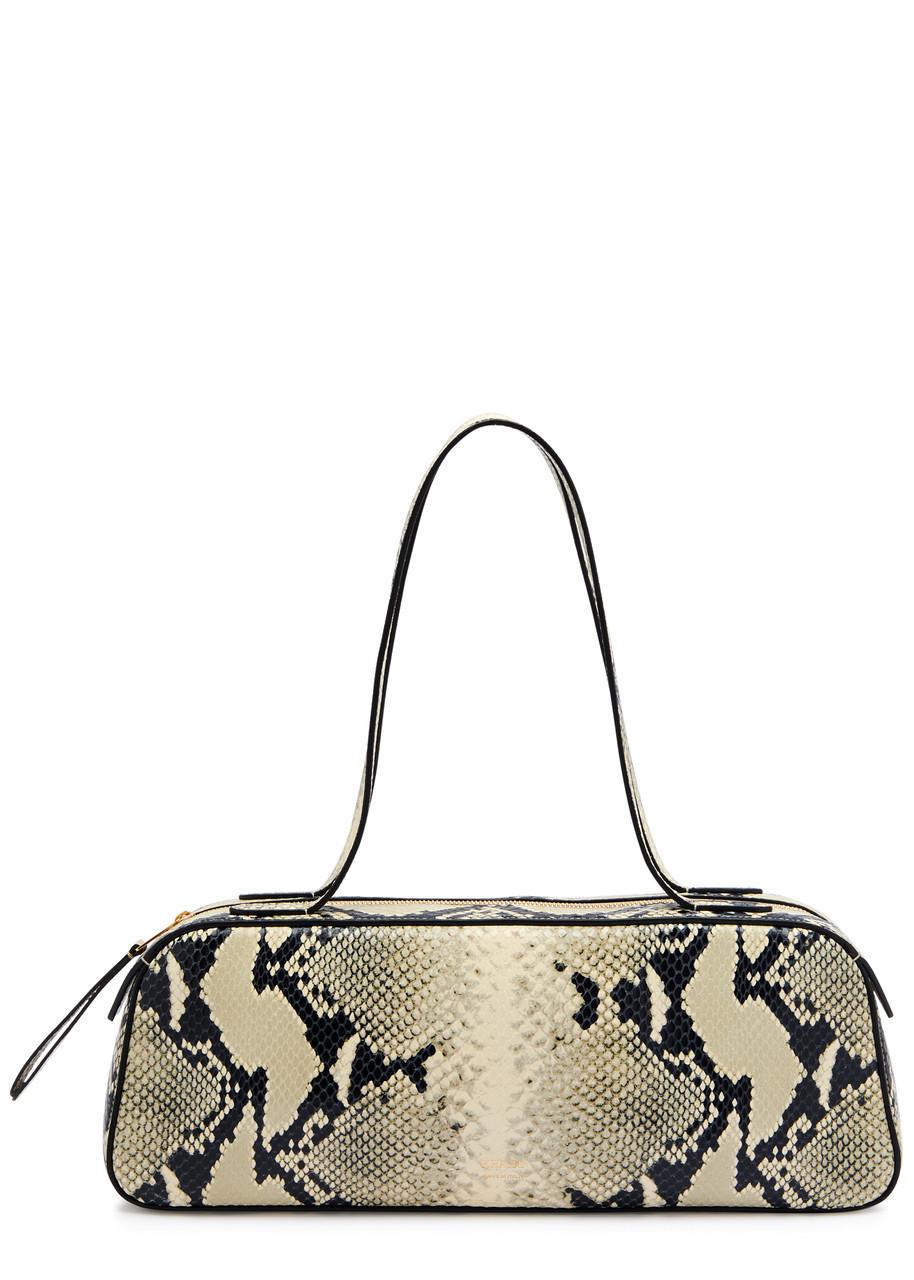 Khaite Python-Effect Leather Shoulder Bag in Natural | Lyst