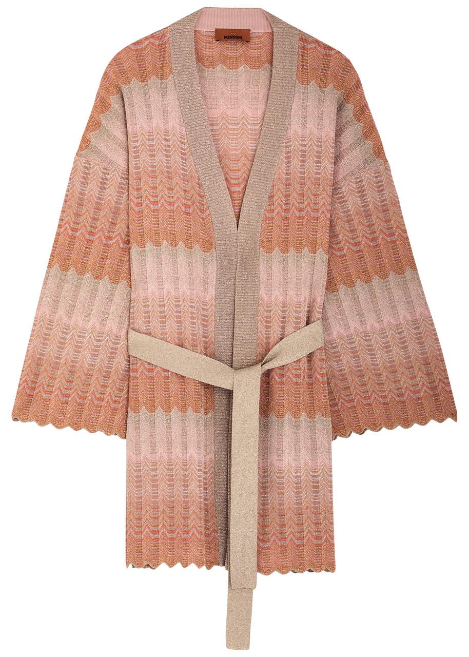Missoni Striped-Intarsia Metallic-Knit Cardigan in Pink | Lyst