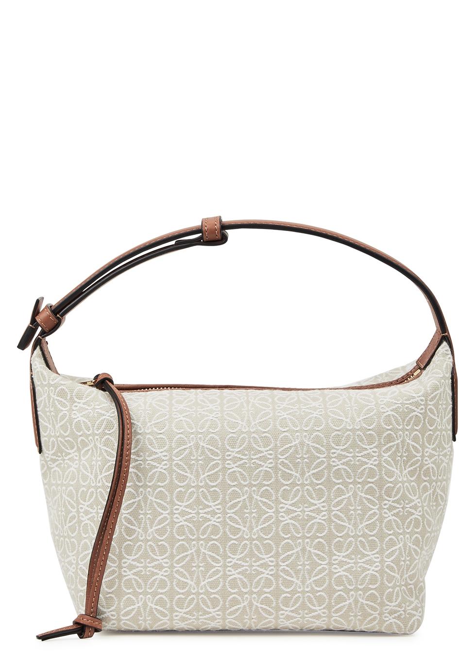 Loewe Cubi Small Logo Canvas Shoulder Bag in Natural | Lyst