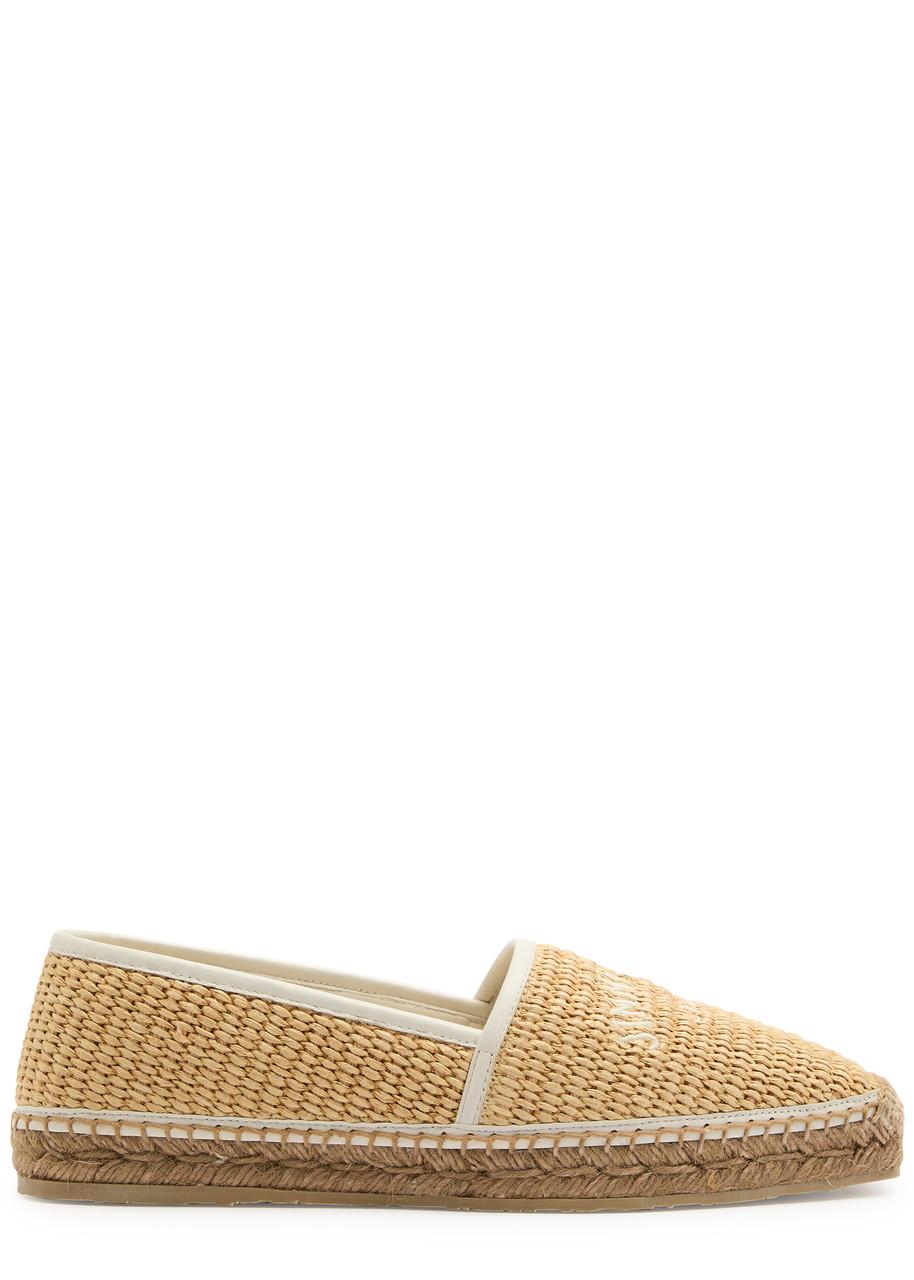 Jimmy Choo Brie Logo-Embroidered Espadrille Flats in Natural | Lyst