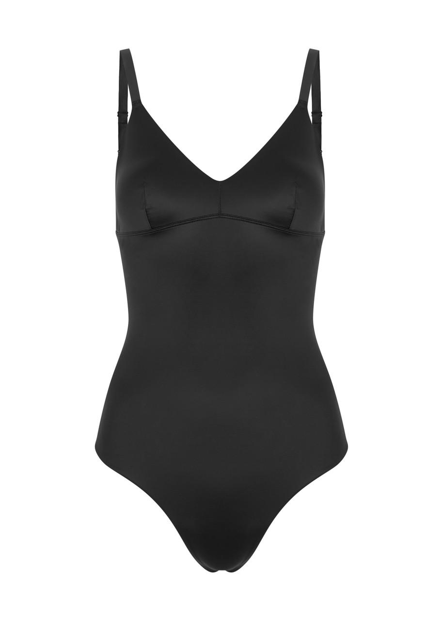 Spanx Shaping Satin Thong Bodysuit in Black | Lyst Spanx Shaping Satin Thong Bodysuit in Black | Lyst