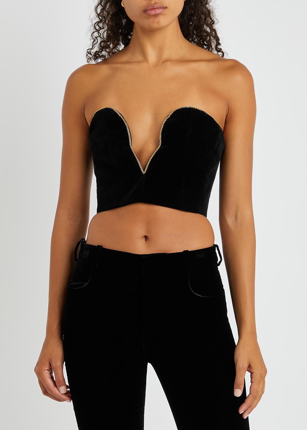 Black Strapless Crop Top