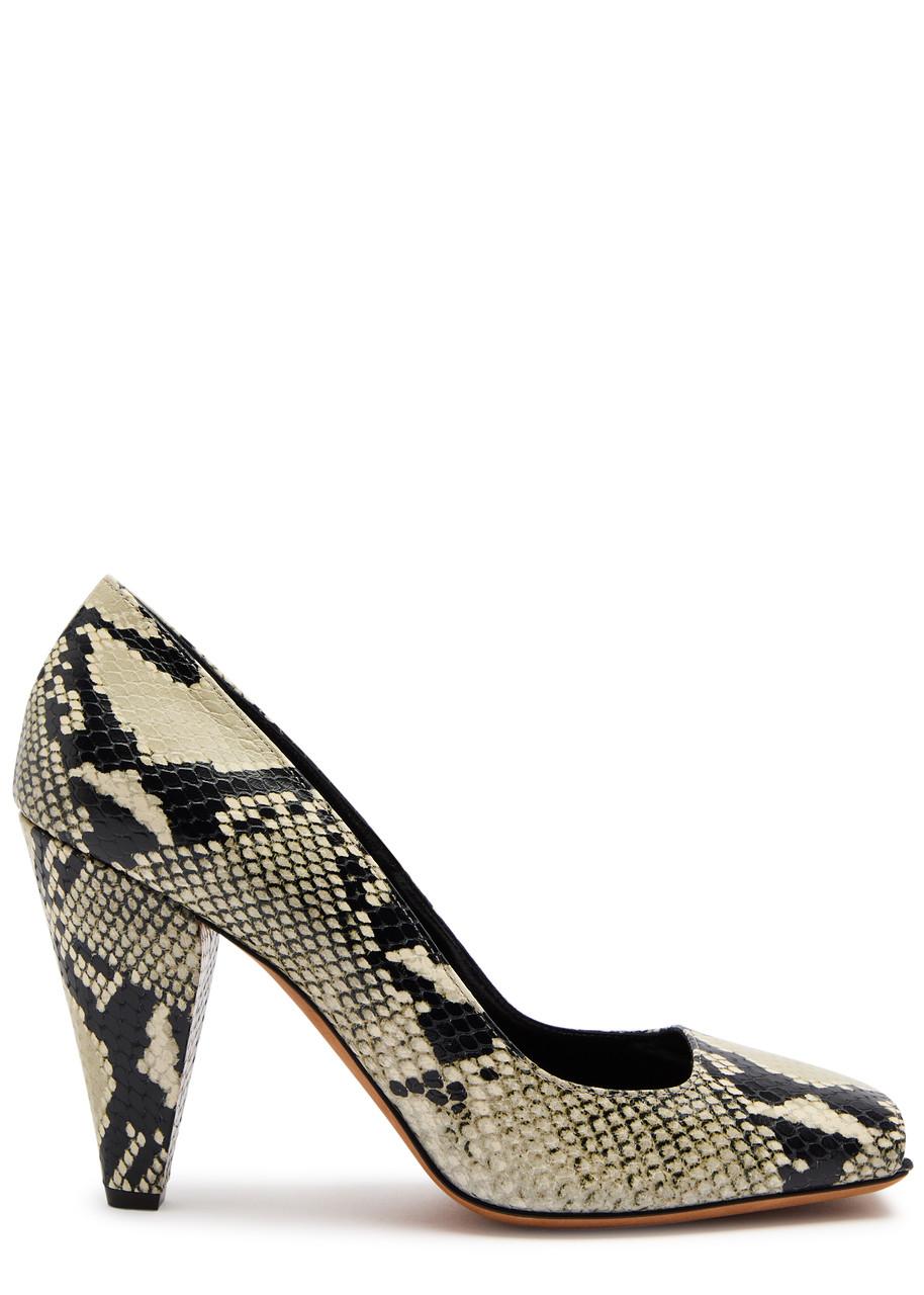 Khaite Python-Effect Leather High-Heel Pumps in Metallic | Lyst