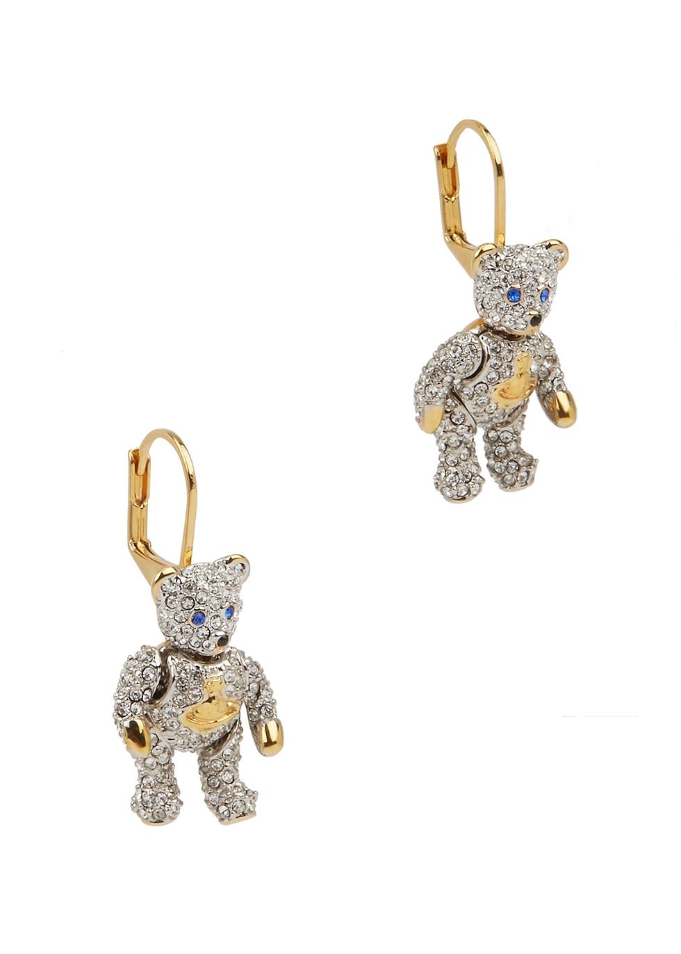 Vivienne Westwood Teddy Crystal-embellished Gold-tone Earrings in White | Lyst