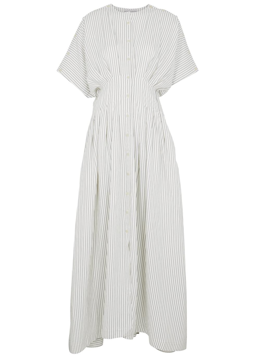 Palmer//Harding Exhale Striped Twill Maxi Dress in White | Lyst