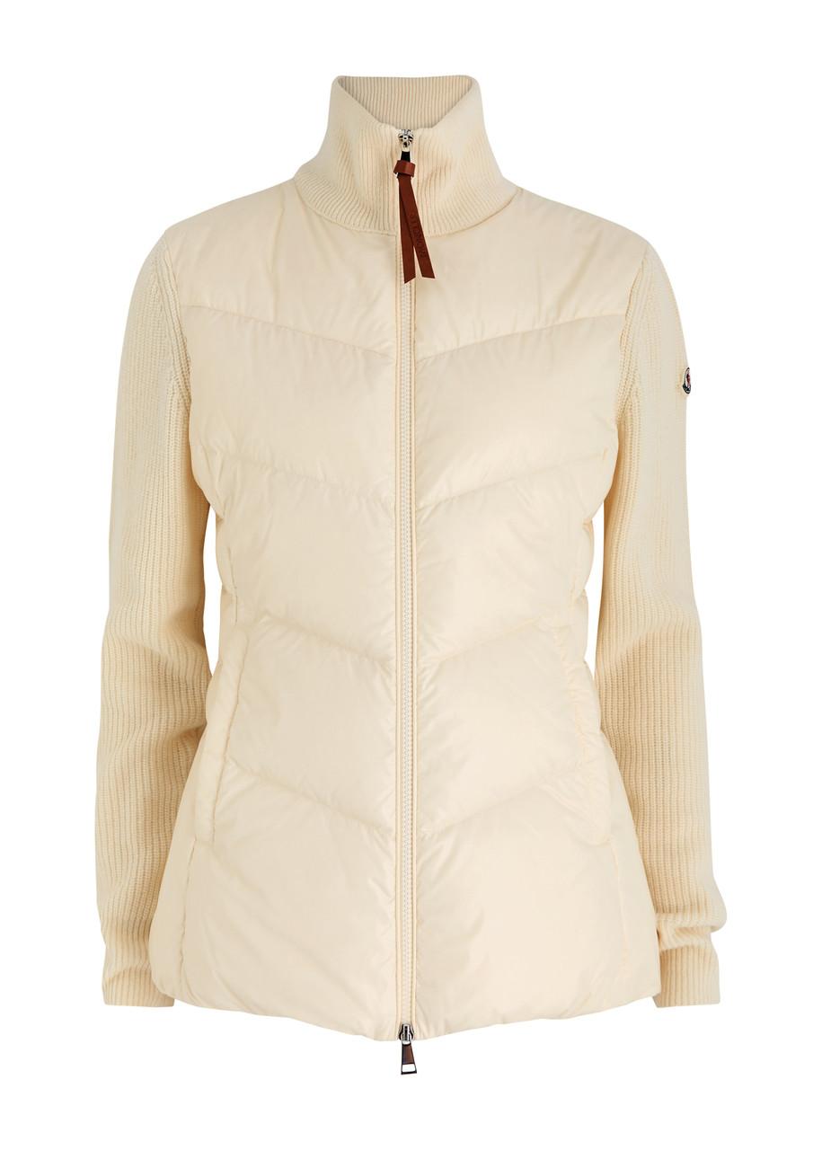 Moncler Wool Quilted Nylon Panel Jacket in Natural | Lyst